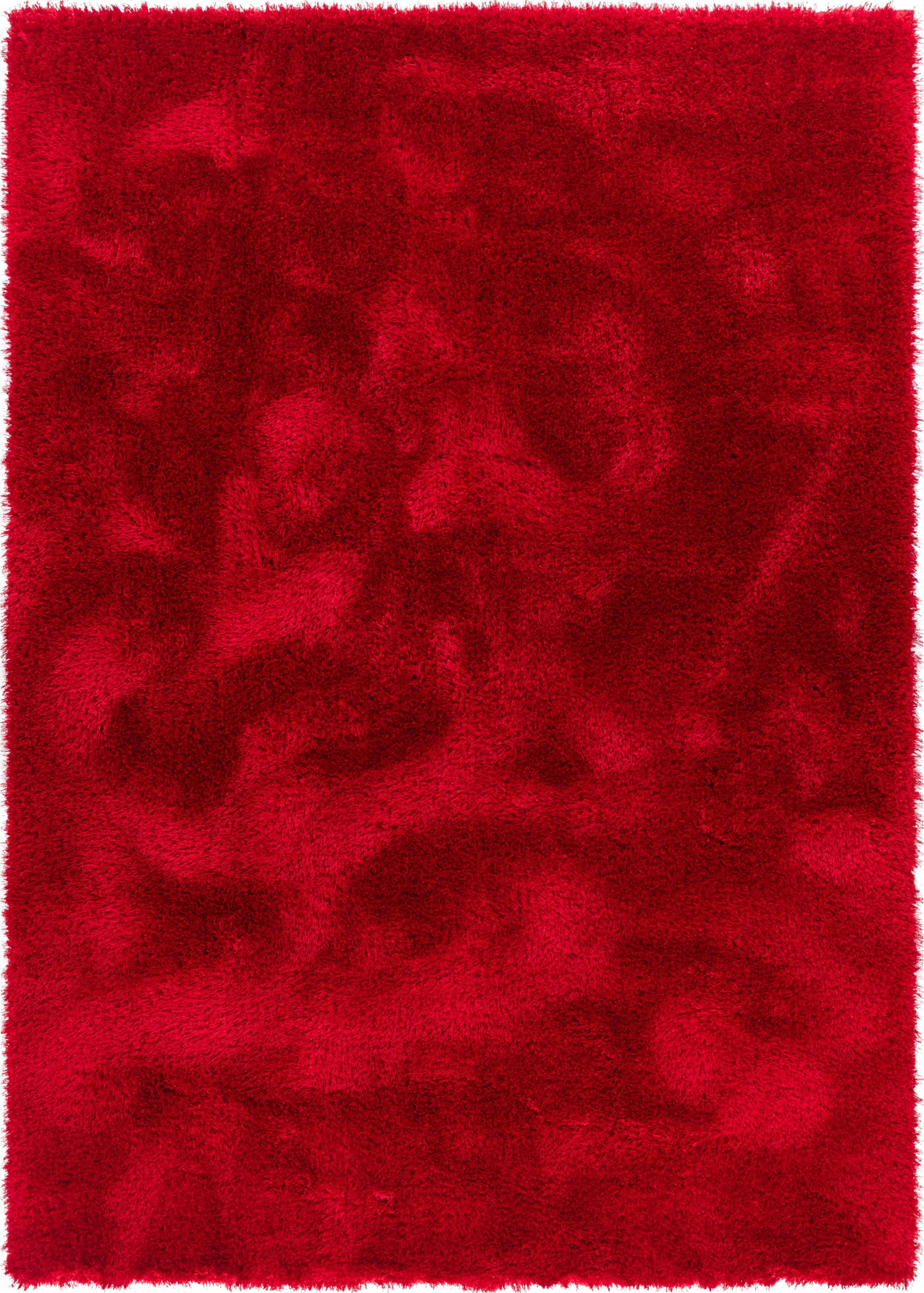 Well Woven Feather Liza Modern Shag Solid Red 5'3" x 7'3" Soft Area Rug ...