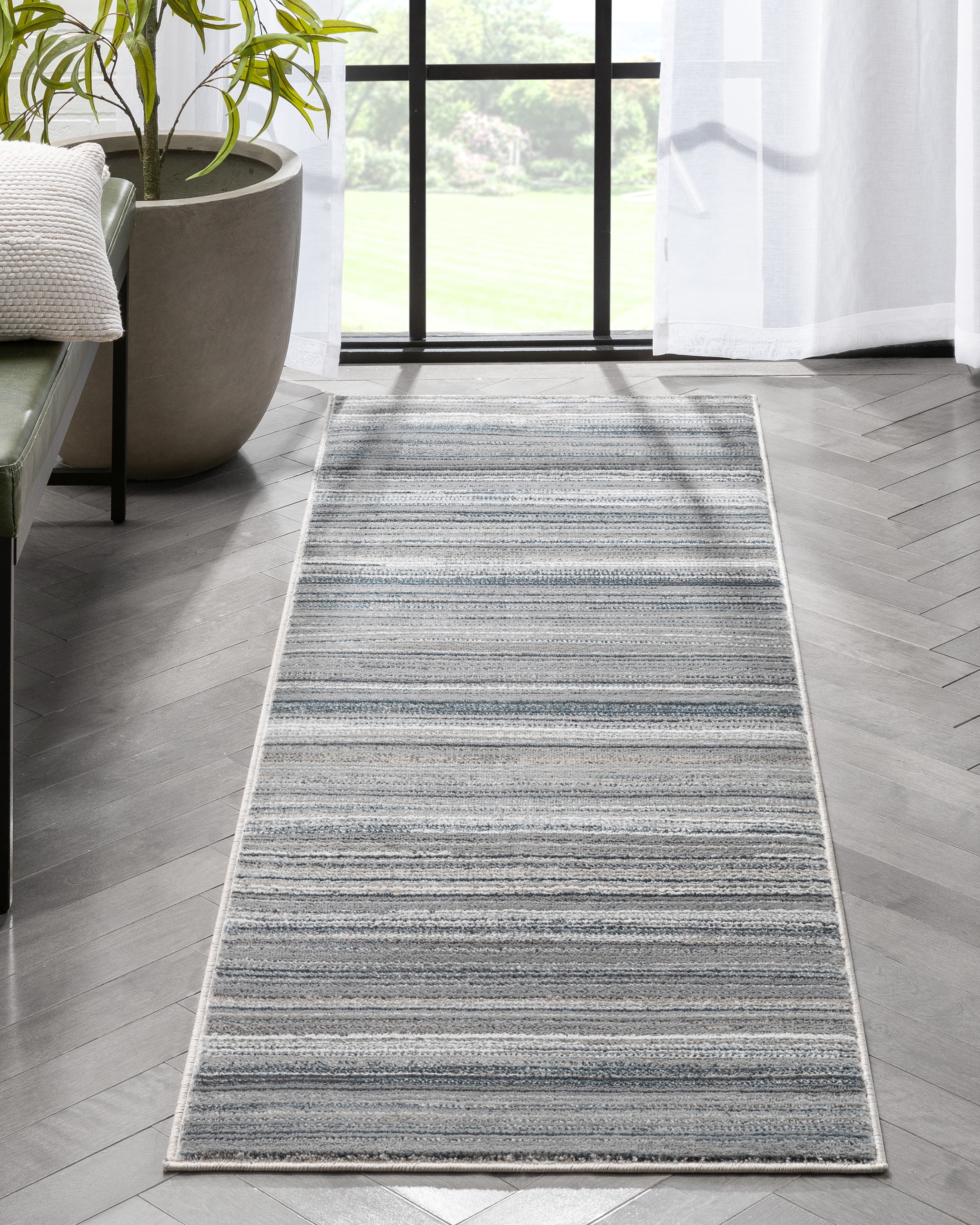 Well Woven Ginelle Grey Blue Abstract Geometric Stripes Soft Modern ...