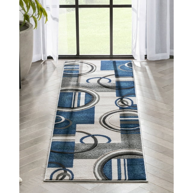 Well Woven Good Vibes Belle Geometric Dark Blue 2'7" x 7'3" Runner Rug ...