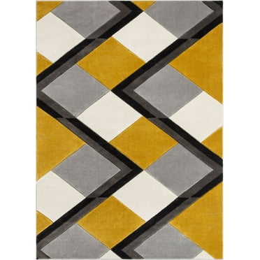 Well Woven Isometry Gold & Grey Modern Geometric Triangle Pattern 5' x ...