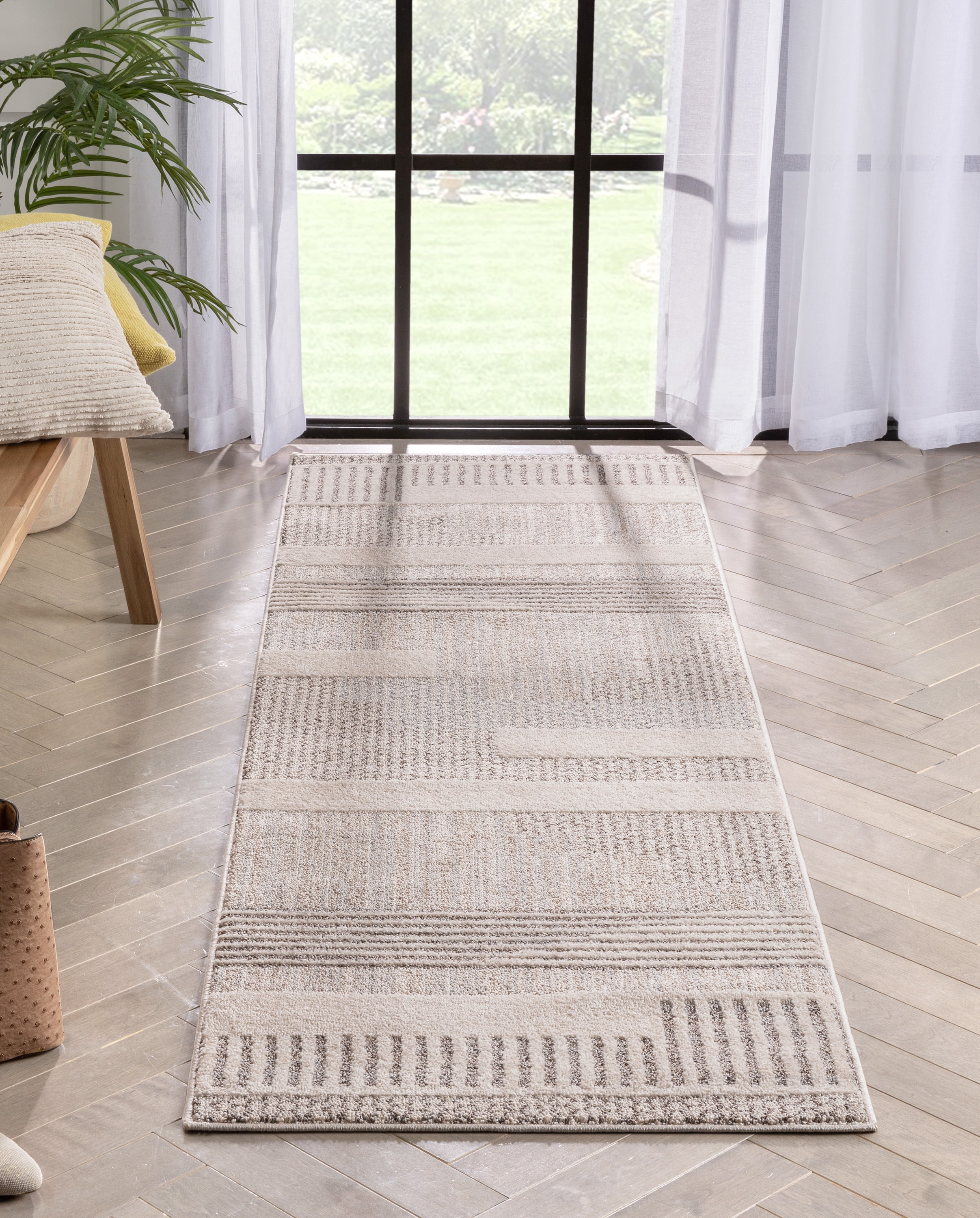 Well Woven Harlow Briar Contemporary Geometric Abstract Beige 2'3" x 7 ...