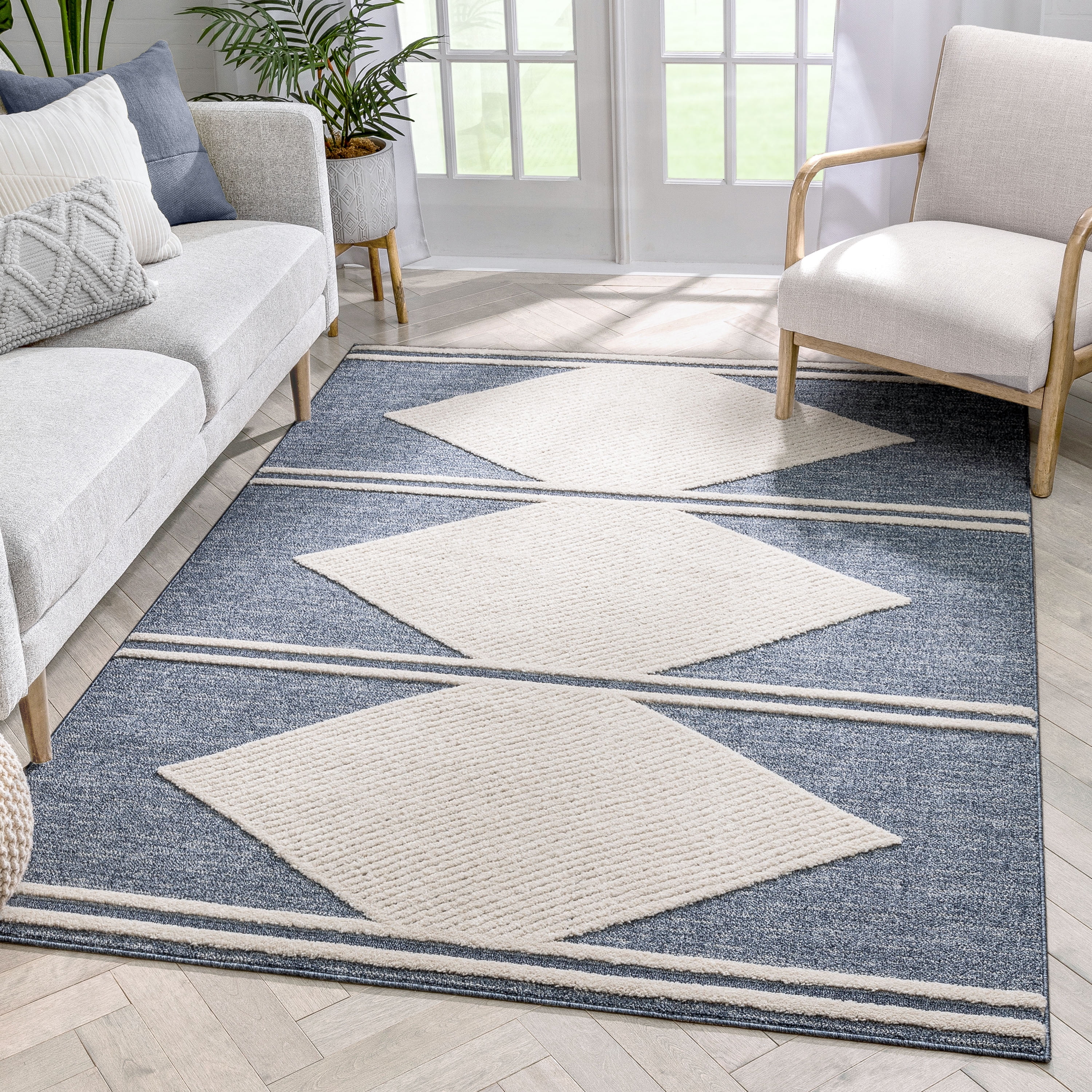 Well Woven Harlow Evie Tribal Diamond Medallion Blue Rug - Stain ...