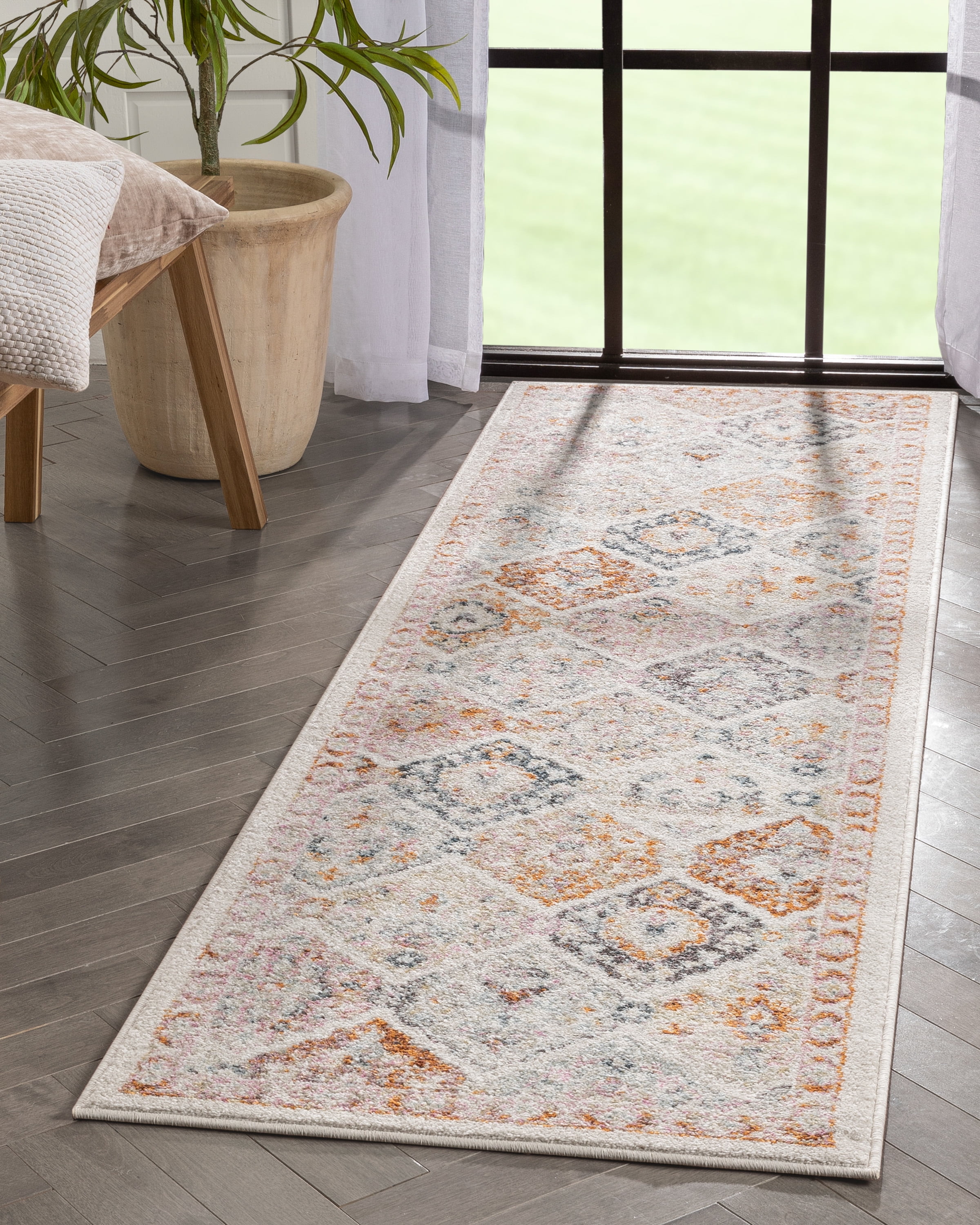 Well Woven Helene Vintage Multi Green Oriental Panel Pattern Runner Rug ...