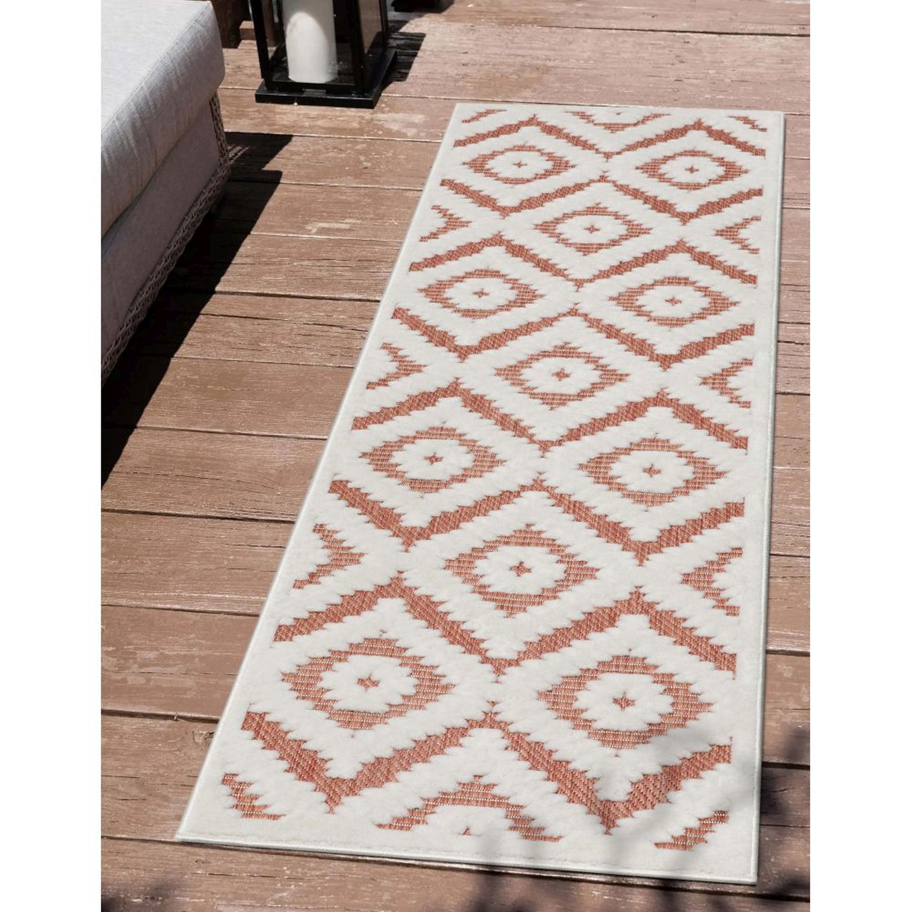 Well Woven Indoor/Outdoor Runner Rug 2'3" x 7'3" Keiko Terracotta ...