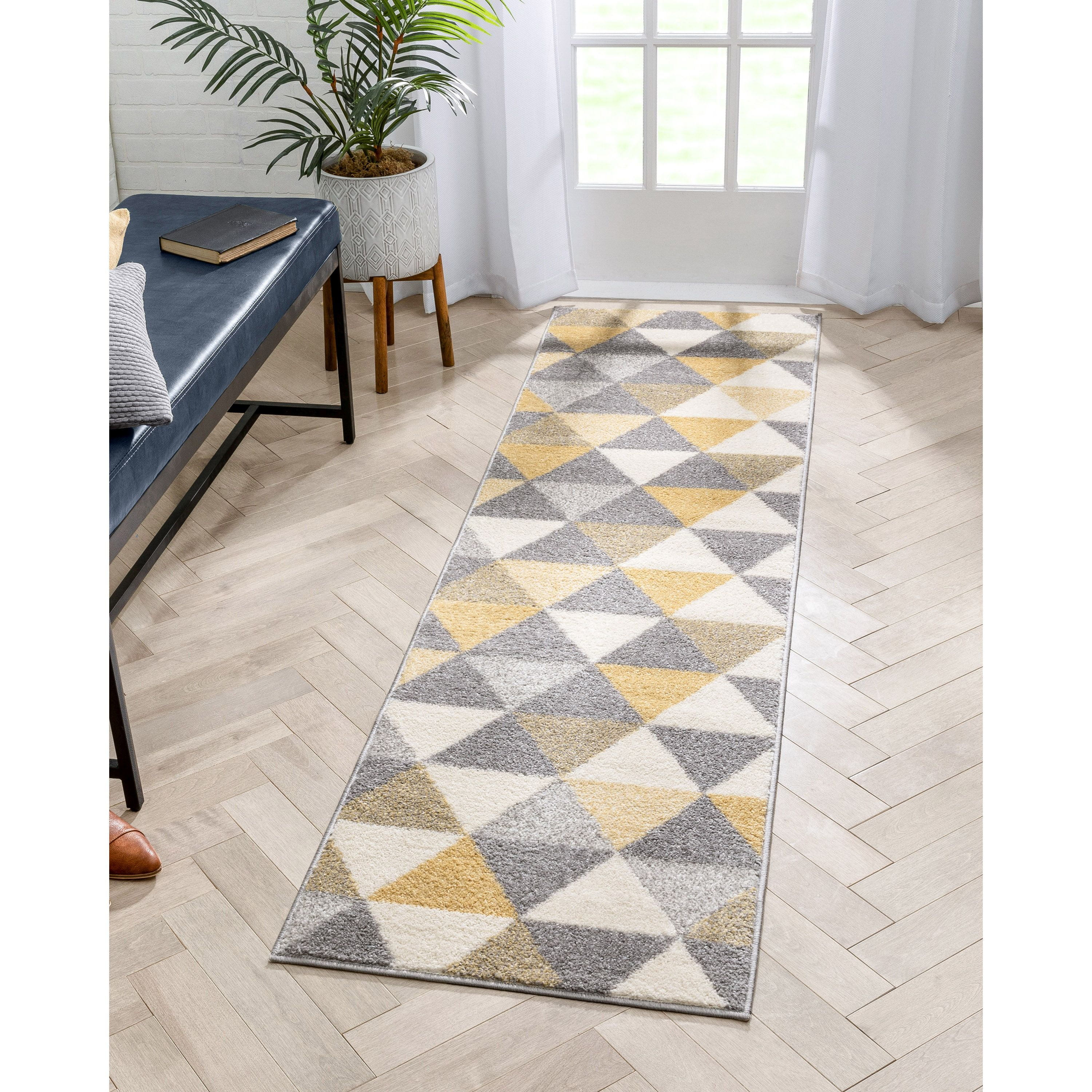 Well Woven Isometry Gold & Grey Modern Geometric Triangle Pattern 2' x ...