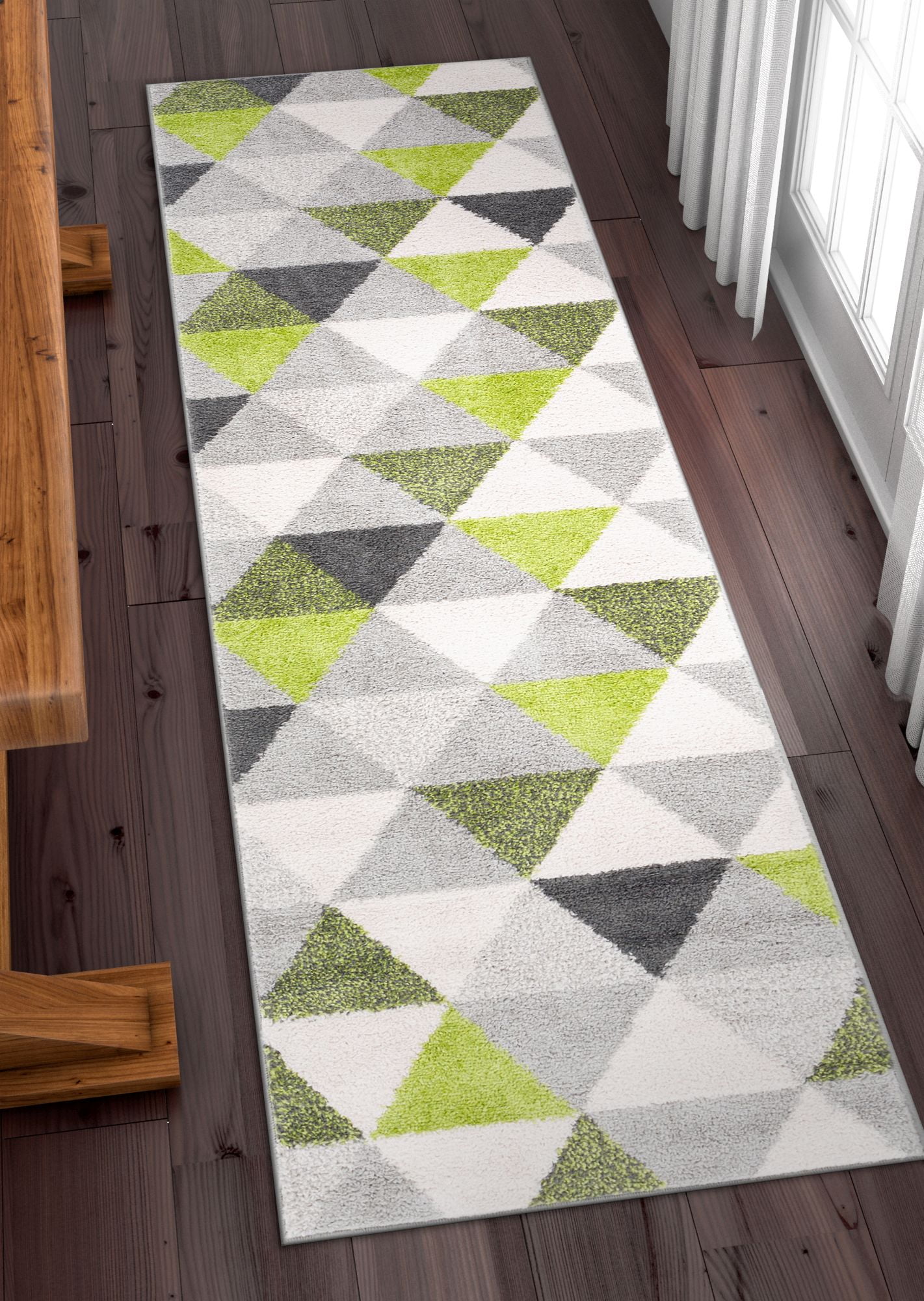 Well Woven Isometry Green & Grey Modern Geometric Triangle Pattern Area ...