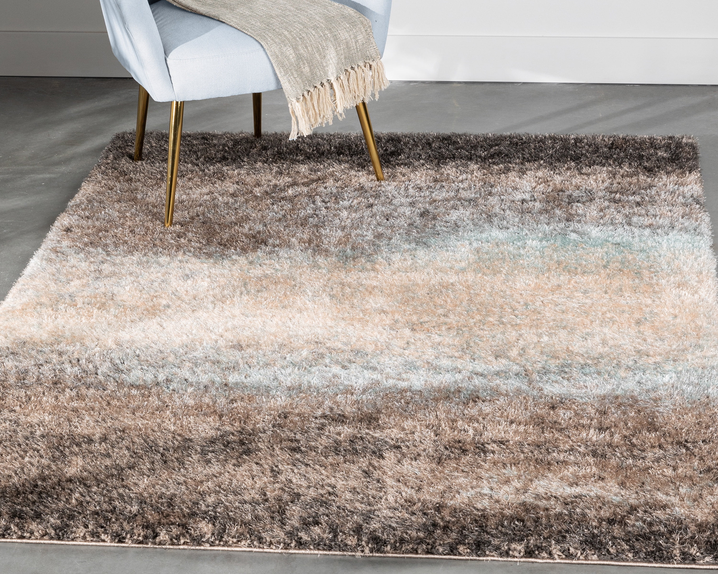 Well Woven Kaidee Grey Abstract Stripes Geometric Thick Soft Plush Shag ...