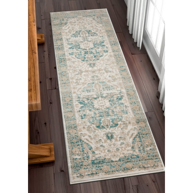 Well Woven Kensington Maxwell Blue Vintage Distressed Modern 2'7" x 9 ...