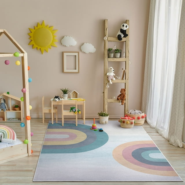Well Woven Kids Rugs Kaleidoscope Rainbow Modern Multi Color Printed ...