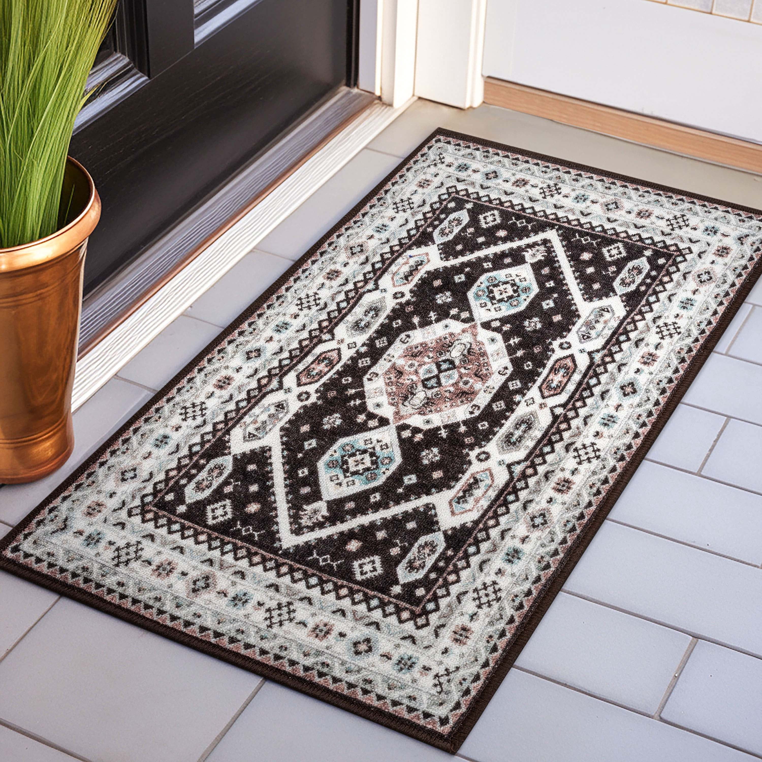 Well Woven Kings Court Washable Non-Slip Black 2' x 3' Area Rug ...