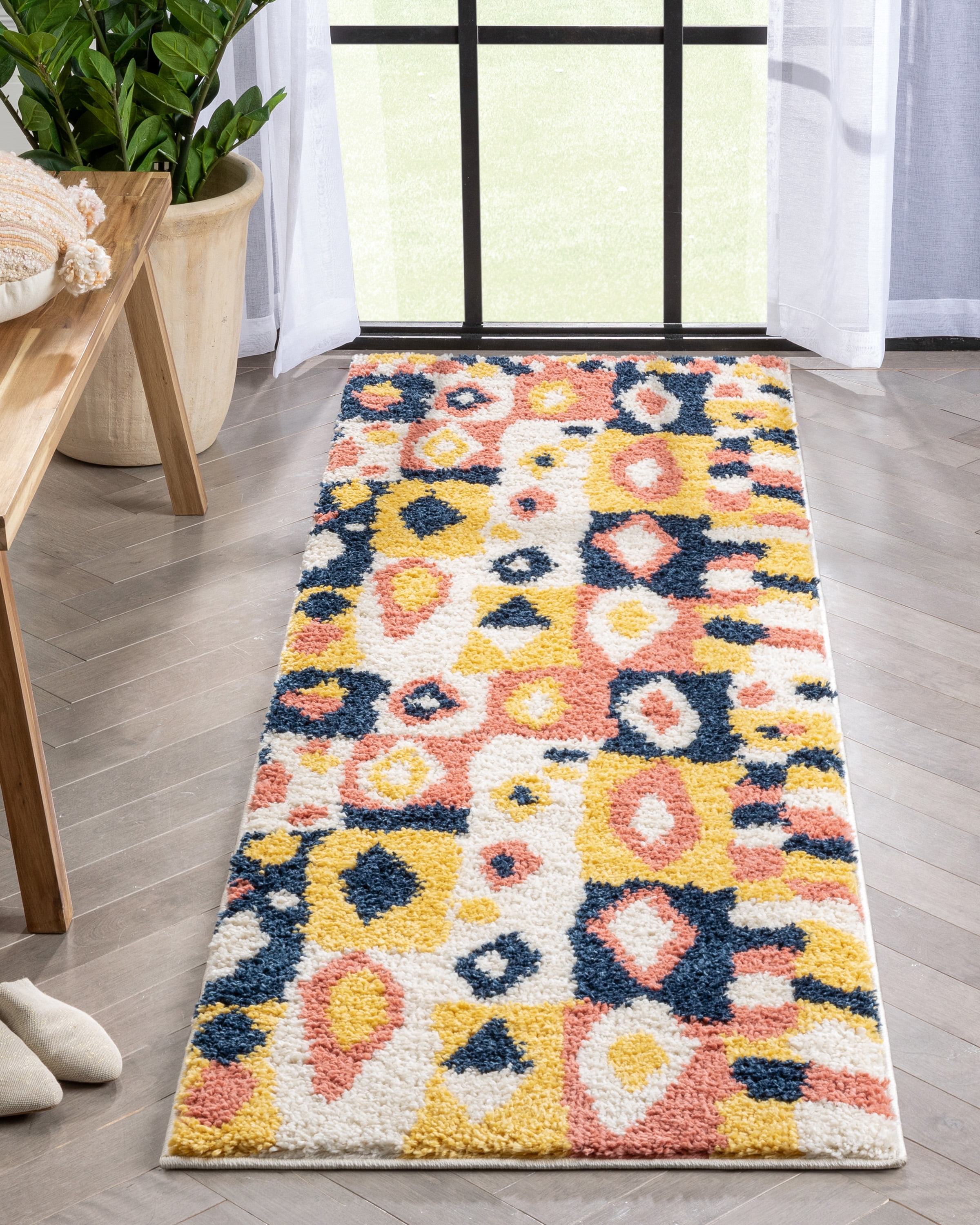 Well Woven Krix Multi Diamond Patchwork Retro Shag Runner Rug 2x7 (2'3 ...