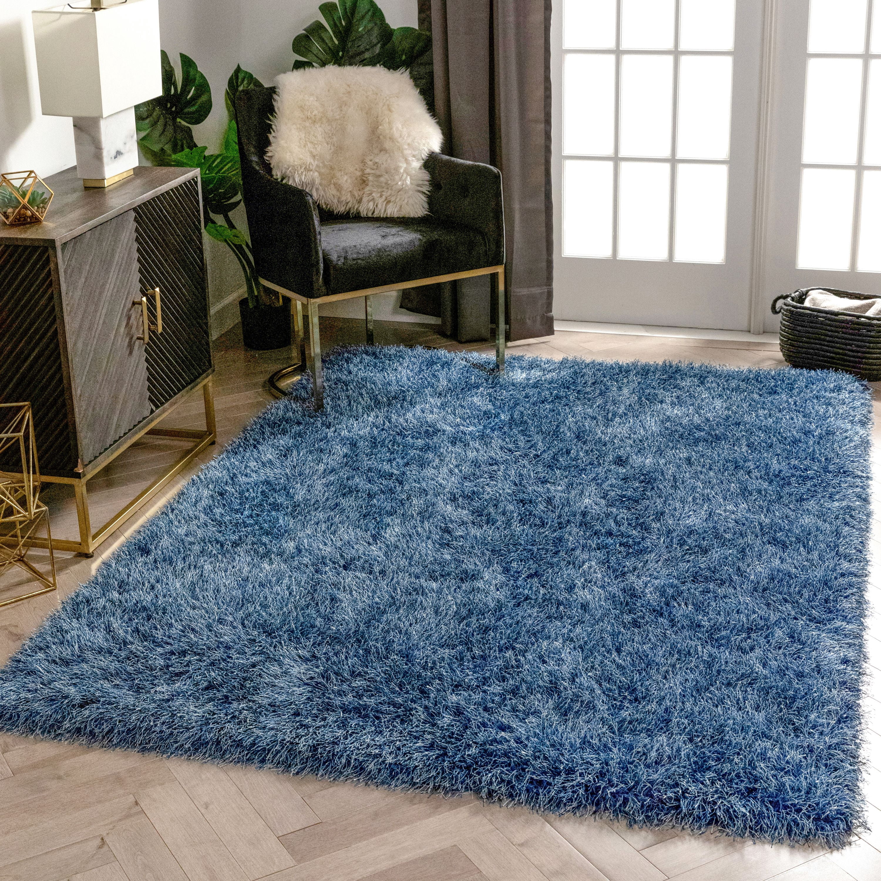 Free Shipping! Well Woven Kuki Chie Ultra-Soft Blue 5'3 x 7'3 Thick ...