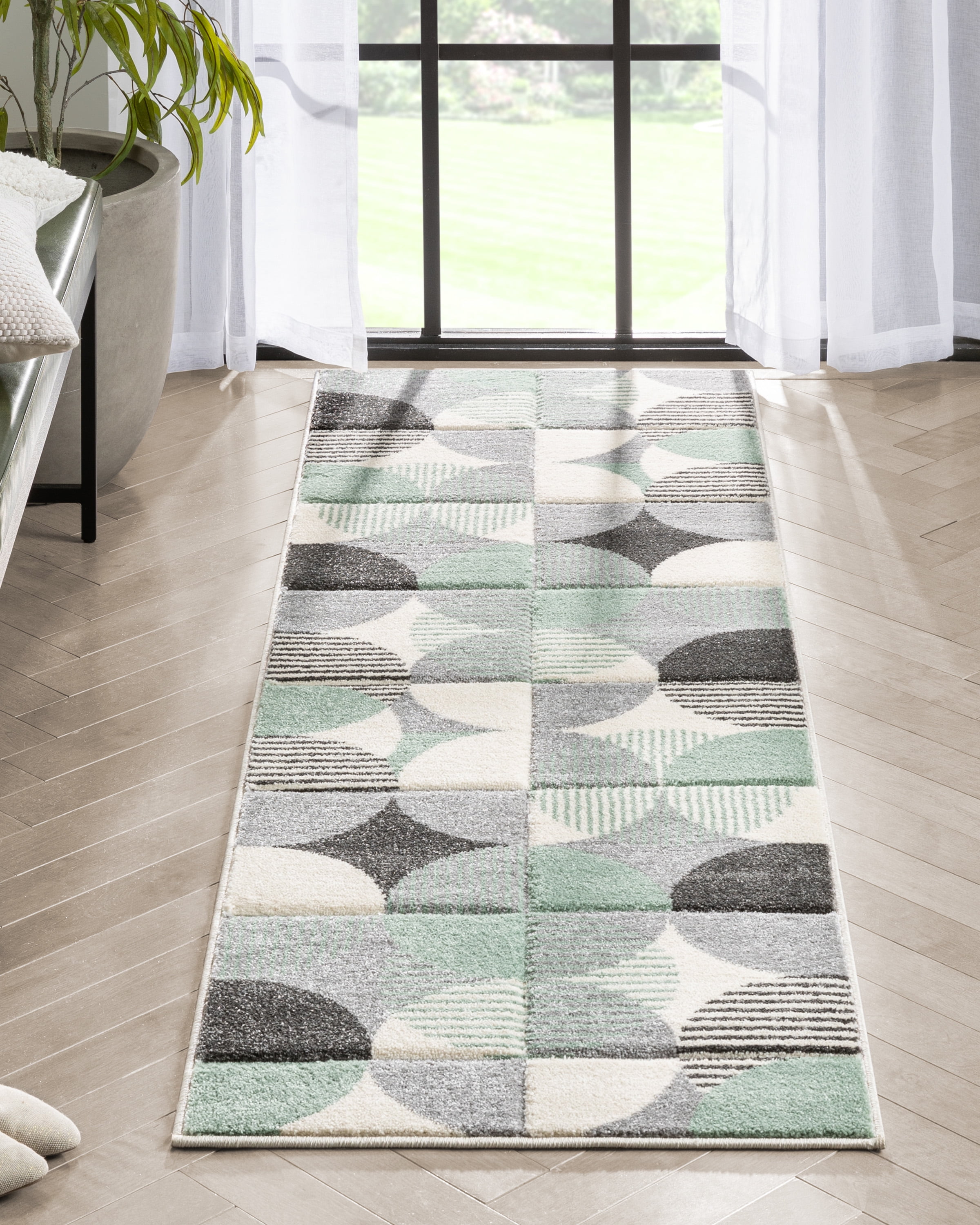 Well Woven | Landon Green | Circles Geometric Modern Runner Rug 2x7 (2 ...