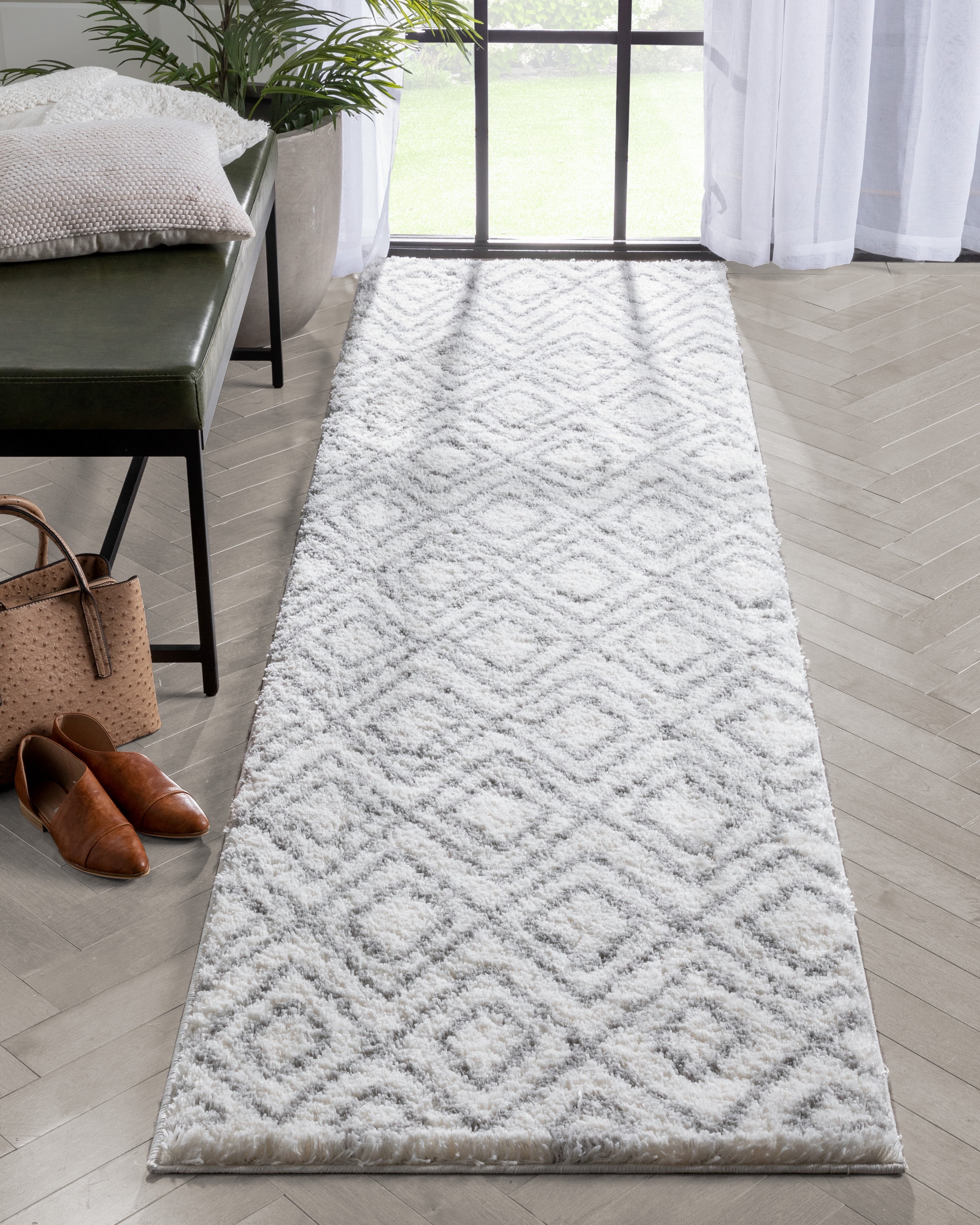 Well Woven Langone Ivory Super Thick & Soft Tribal Diamond 3x10 (2'7" x ...