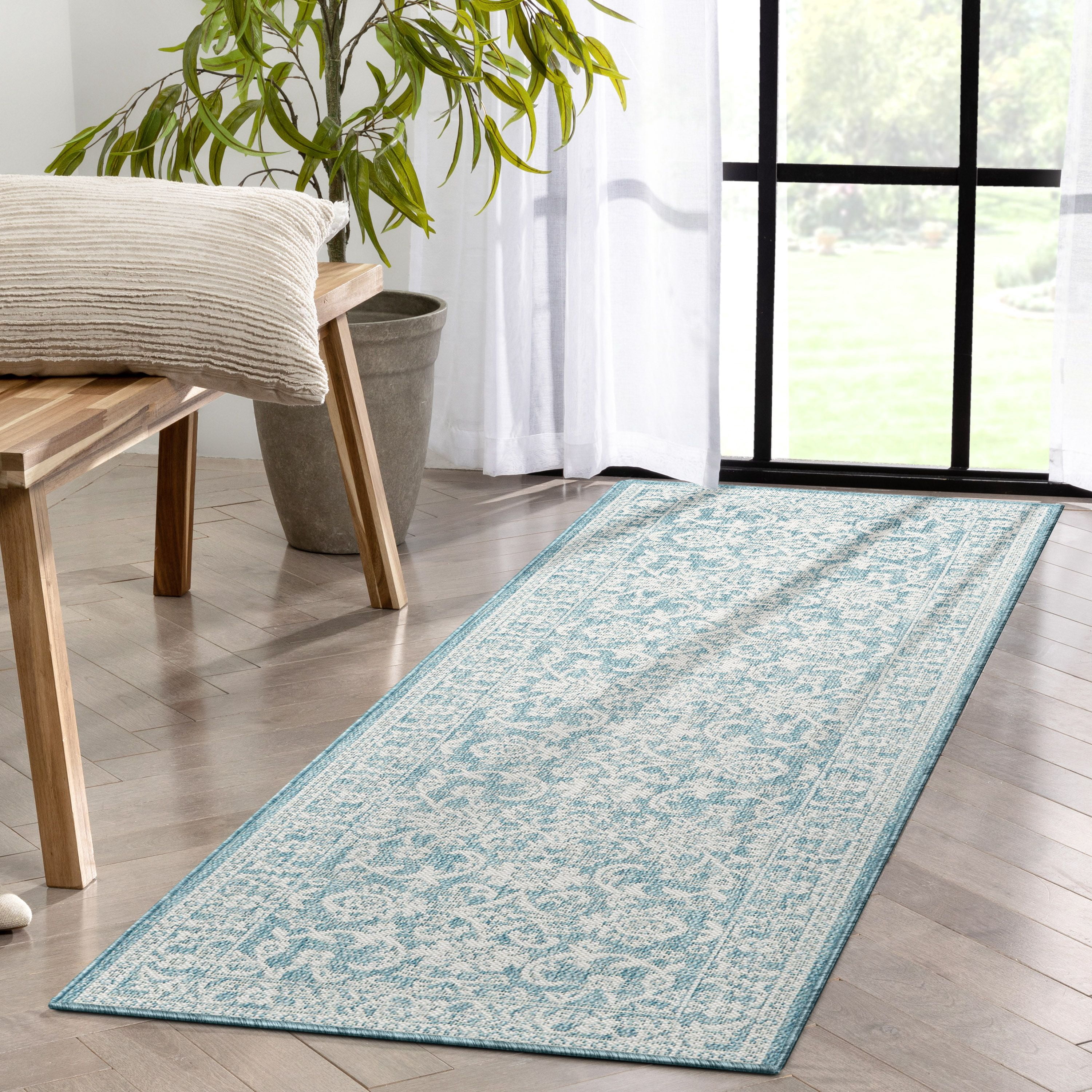 Well Woven Indoor/Outdoor Runner Rug 2'3" x 7'3" Delphi Blue Persian ...