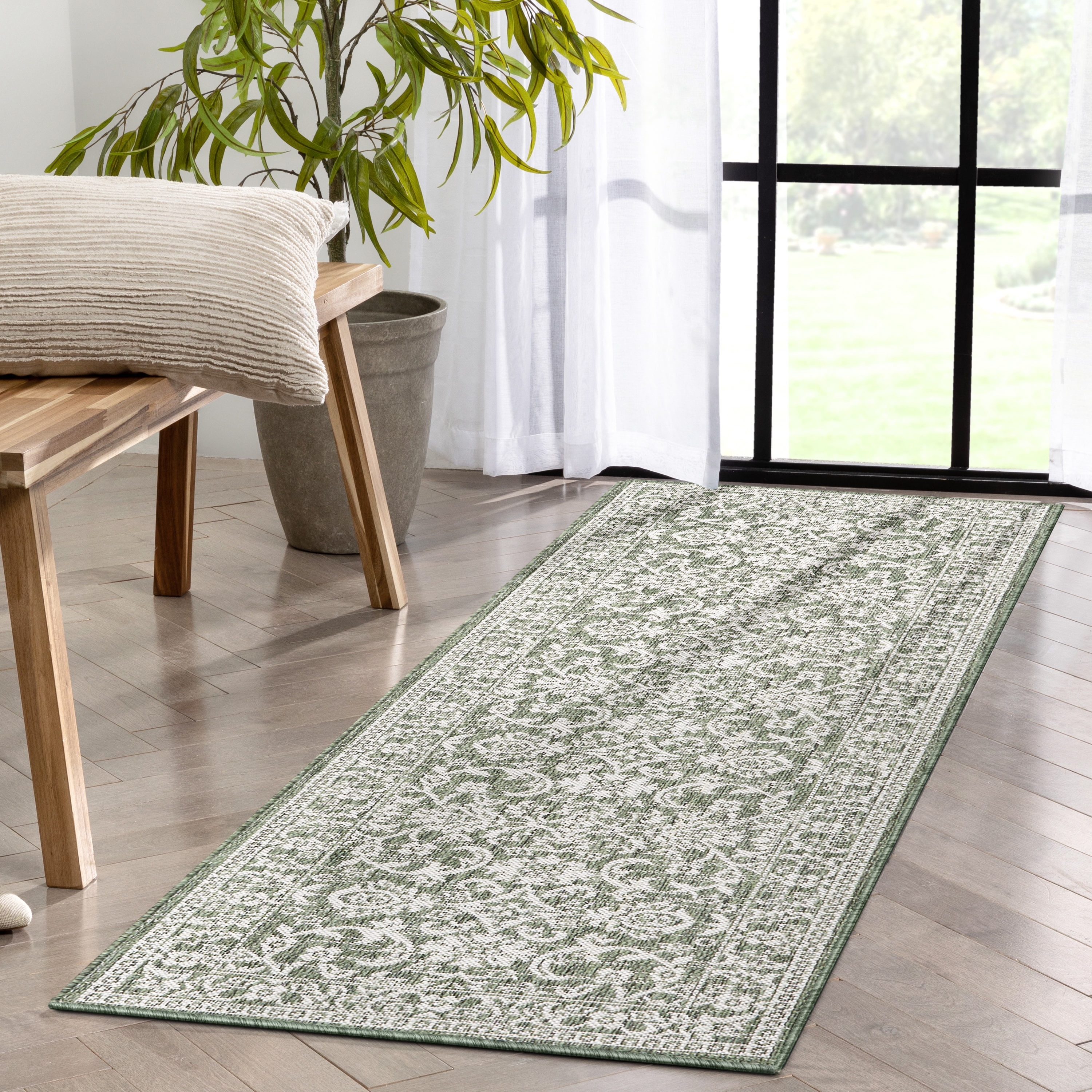 Well Woven Lia Delphi Oriental Persian Green 2'3" x 7'3" Runner Indoor ...