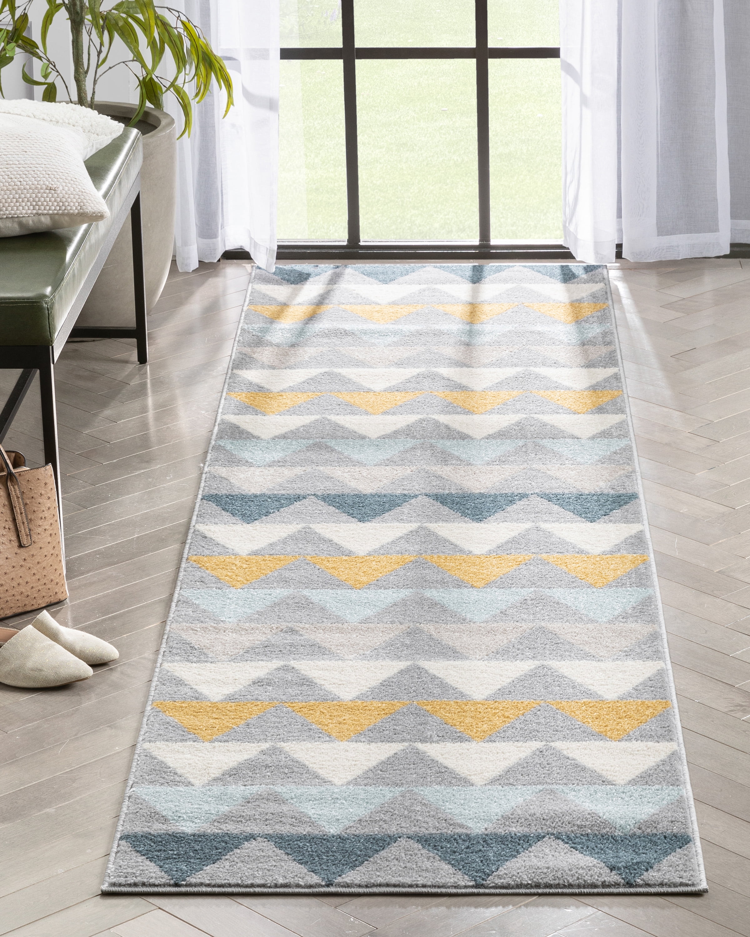 Well Woven Lincoln Modern Scandinavian Geometric Grey Gold Runner Rug 2 ...