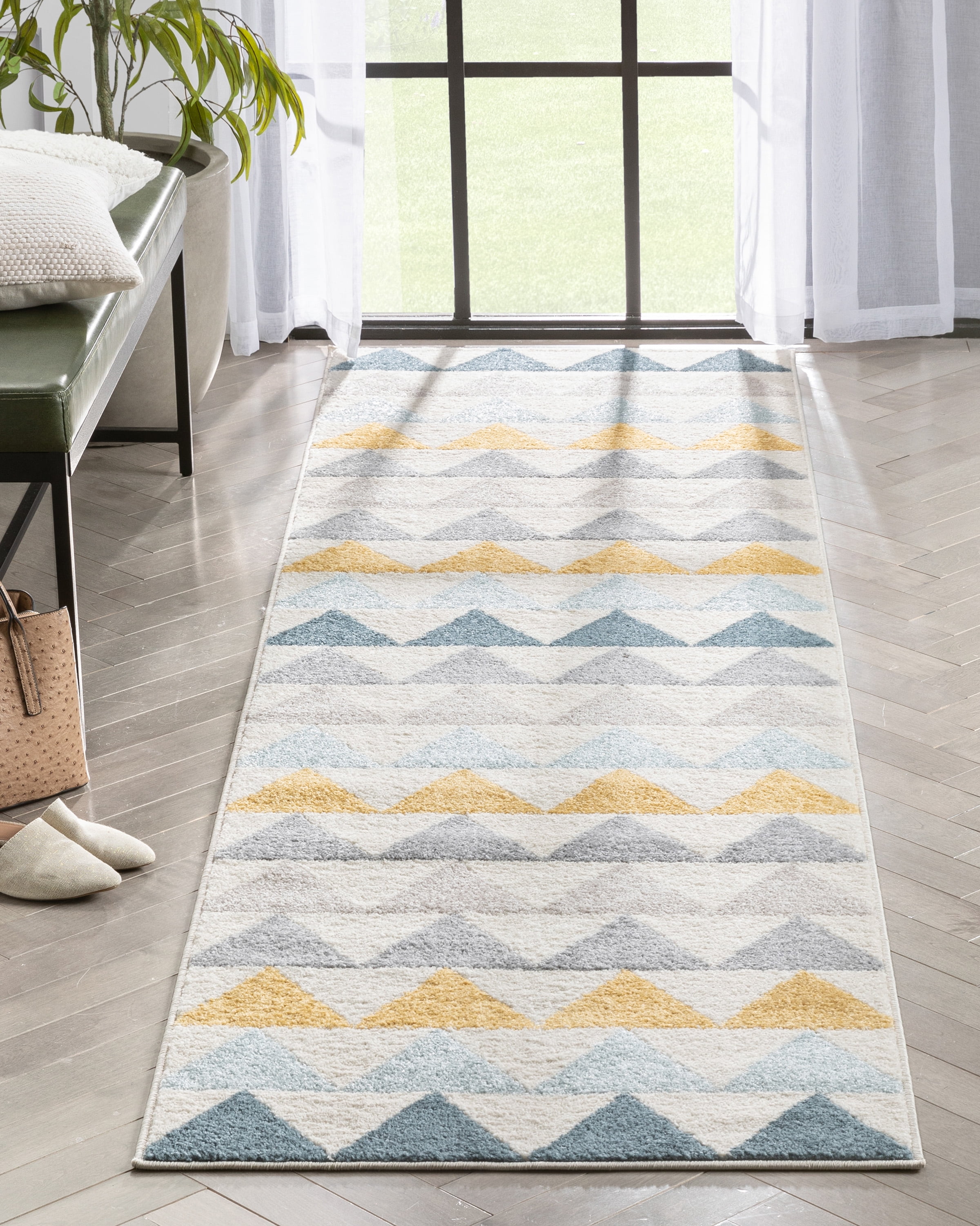 Well Woven Lincoln Modern Scandinavian Geometric Grey Gold Runner Rug 2 ...