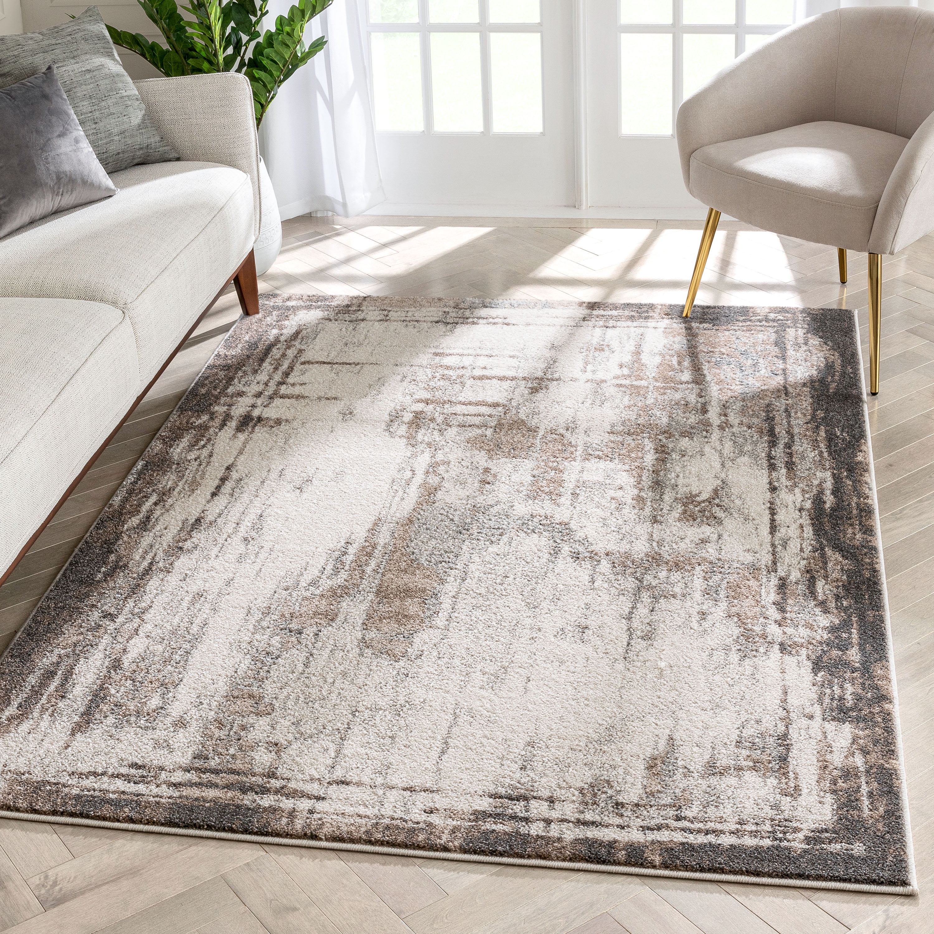 Well Woven Francos Ivory Abstract Border Pattern Area Rug 8x10 (7'10" x ...