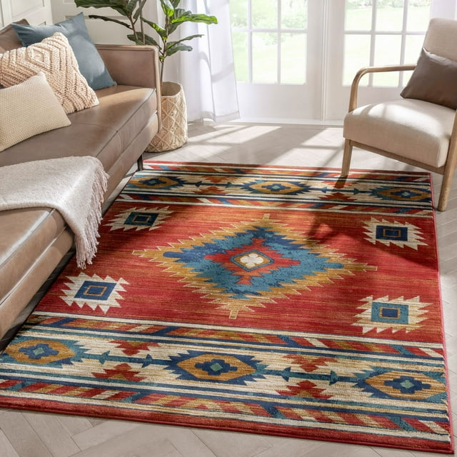 Well Woven Lizette Red Traditional Medallion Area Rug 5x7 (5'3" x 7'3 ...