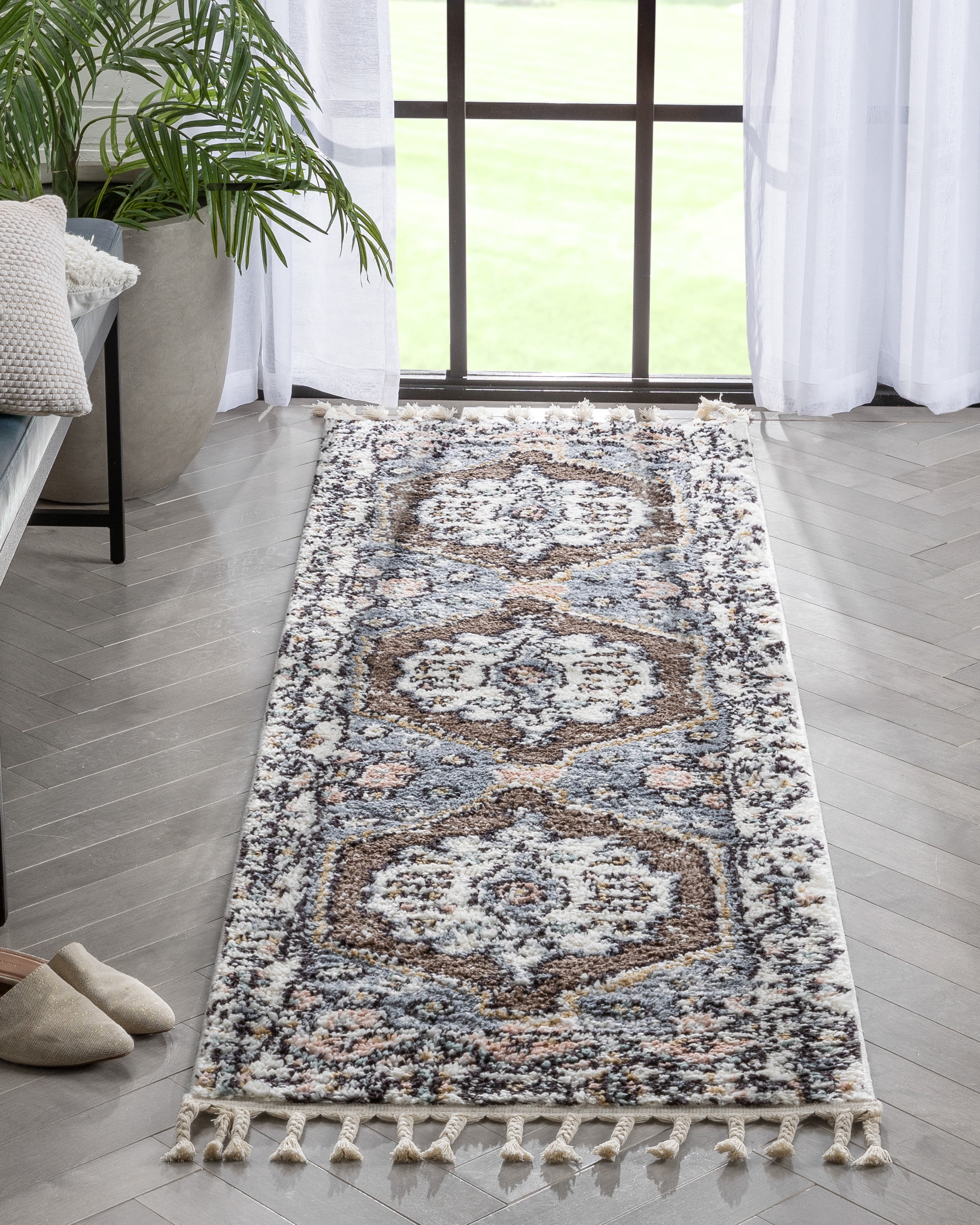 Well Woven Lohr Brown Multi Moroccan Diamond Medallion Retro Shag ...