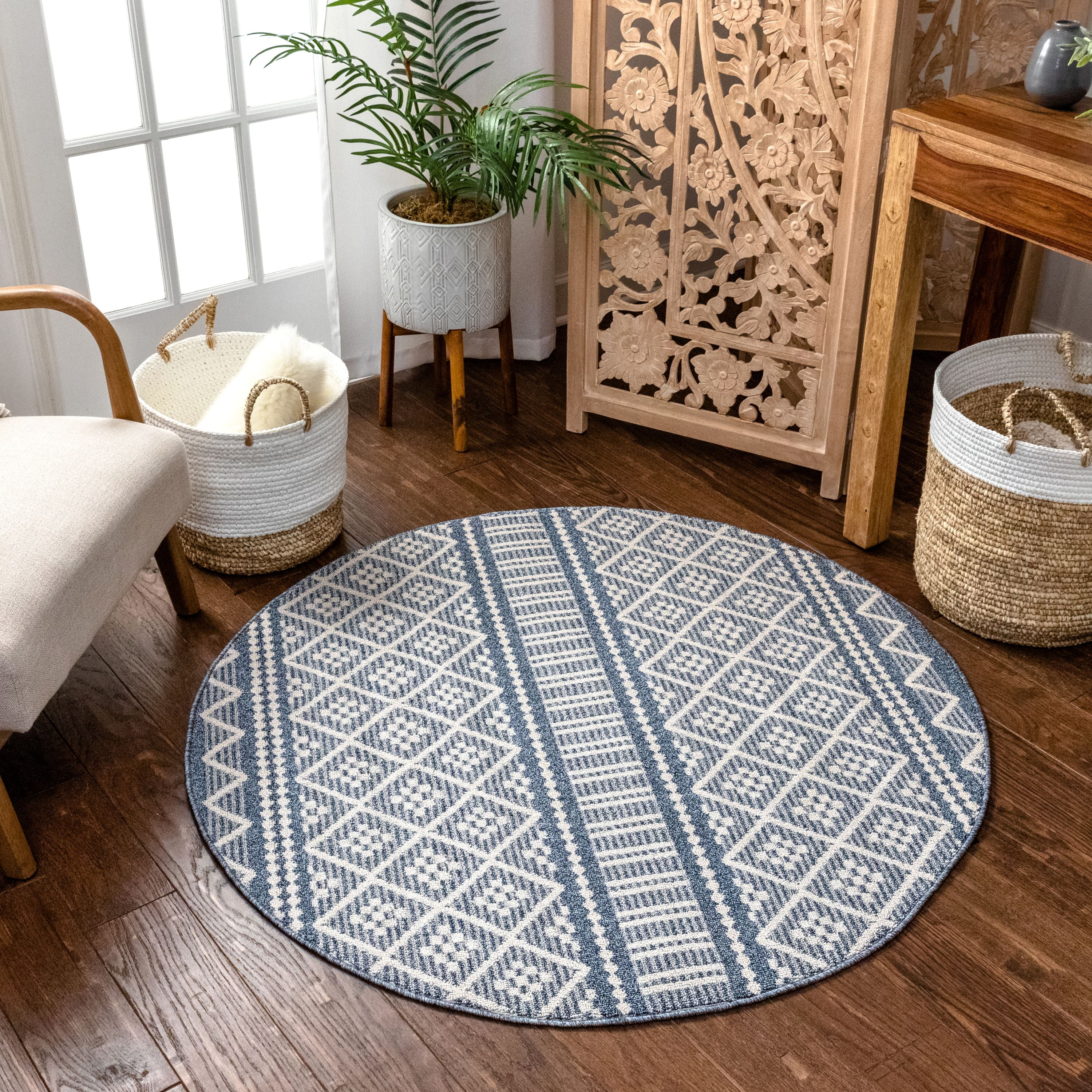 Well Woven Loop-De-Loop Arbor Tribal Geometric Moroccan Grey 5'3" x 7'3 ...