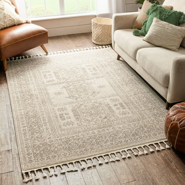 Well Woven Loop-De-Loop Carina Tribal Beige 5'3" x 7'3" Flat-Weave Area ...