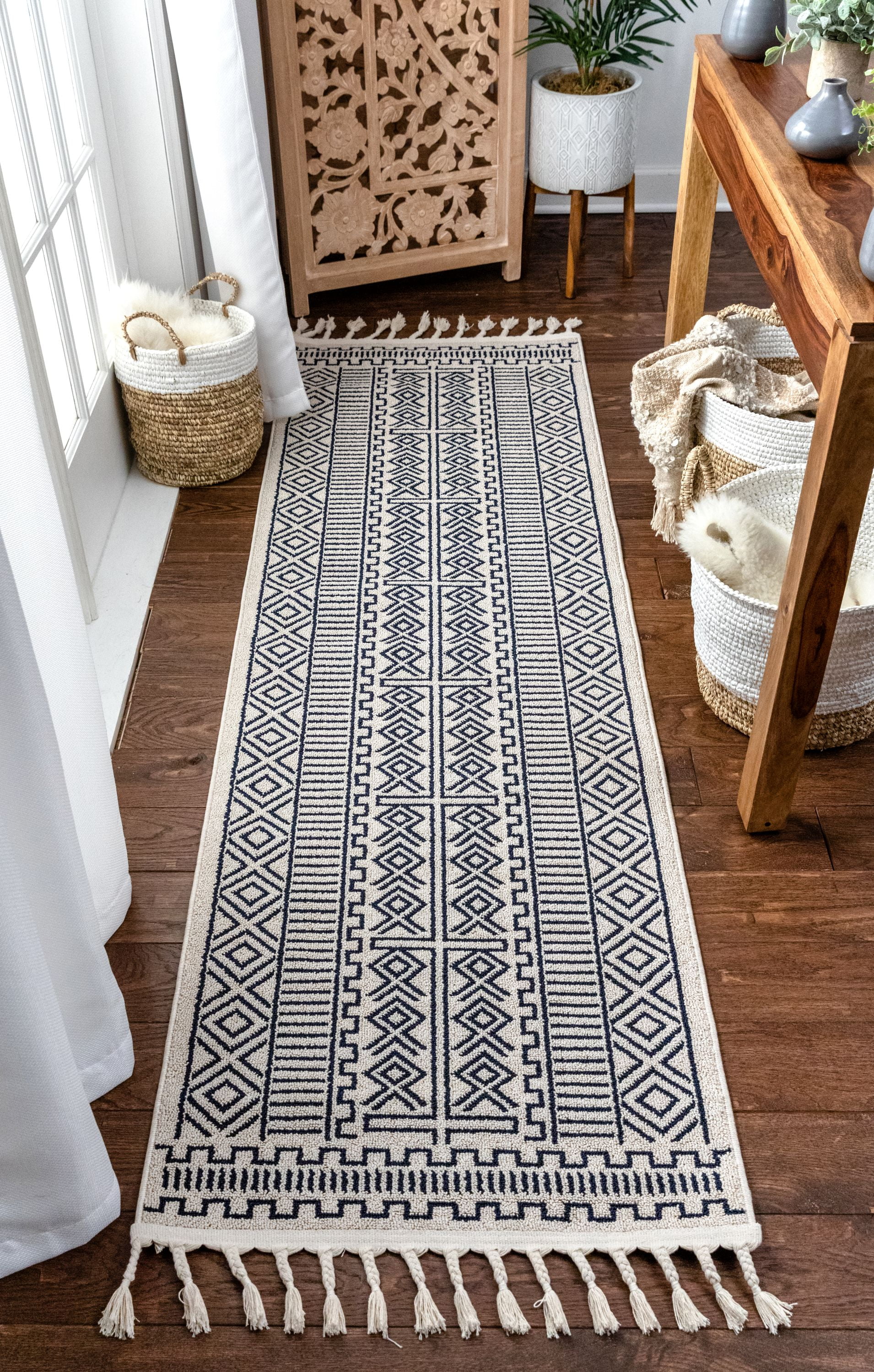 Free Shipping! Well Woven Loop-De-Loop Dark Blue Geometric Runner Rug 2 ...