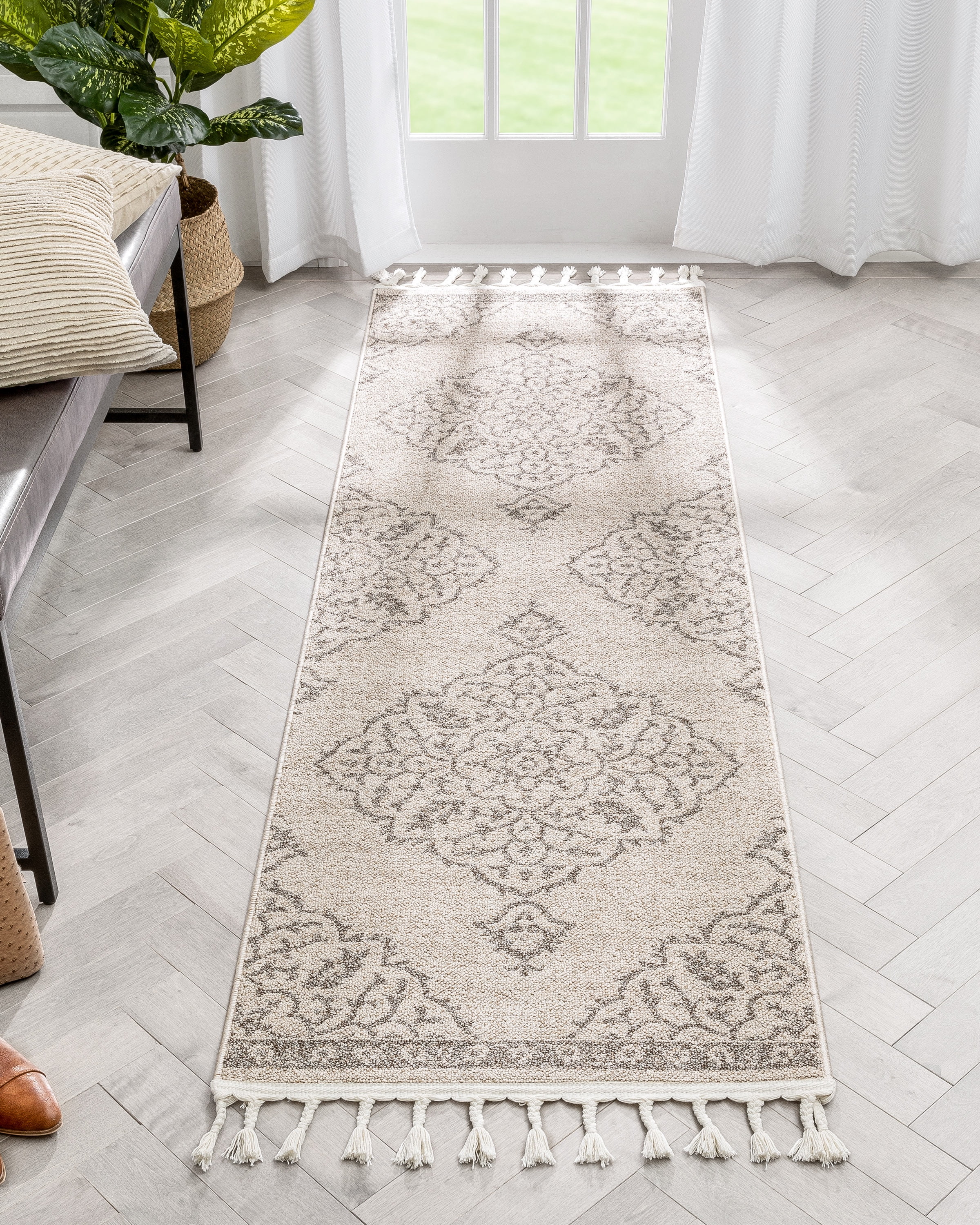 Well Woven Loop-De-Loop Mara Floral Botanical Pattern Brown Beige Kilim ...