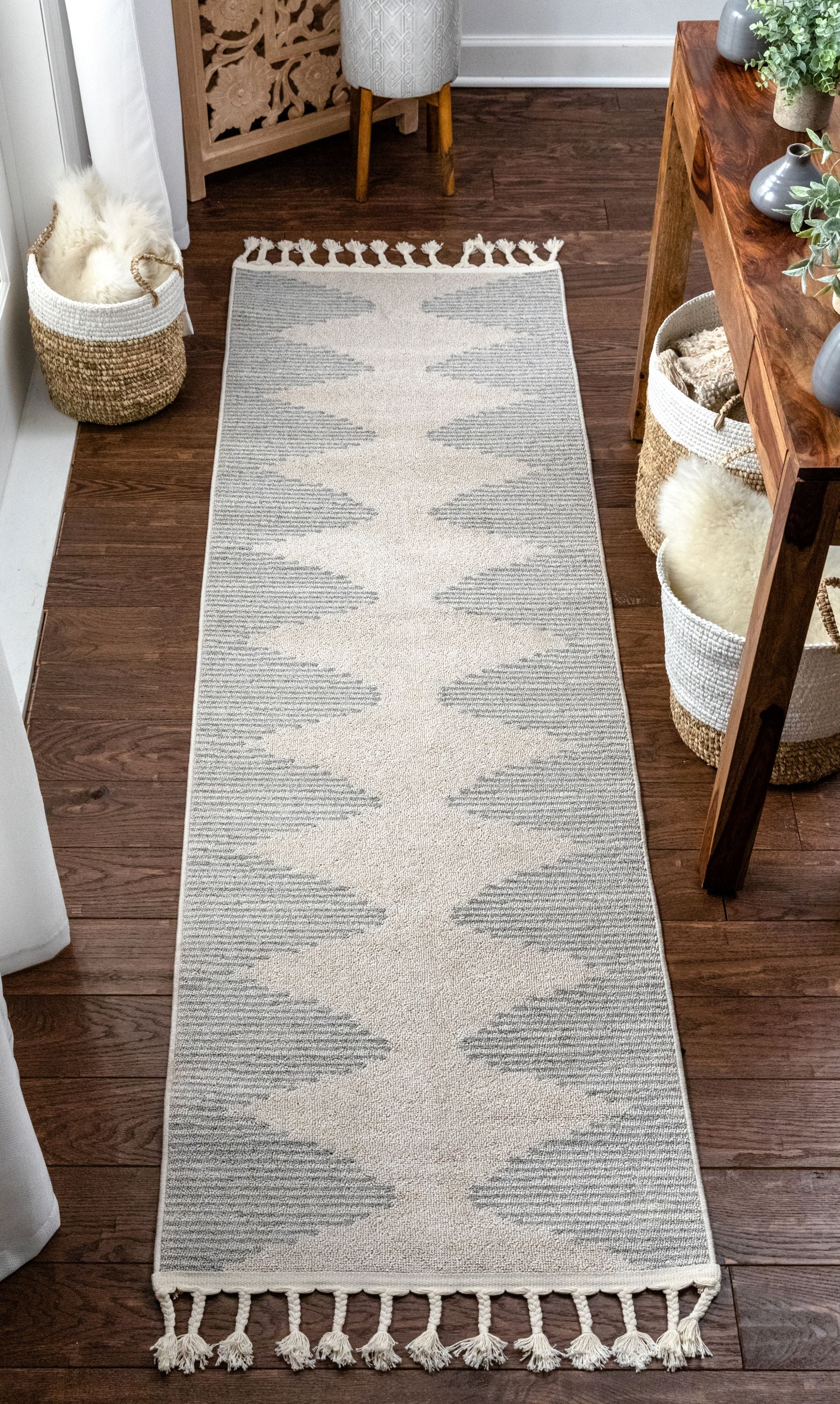 Well Woven Loop-De-Loop Zipped Grey Tribal Aztec Geometric 2'3" x 7'3 ...