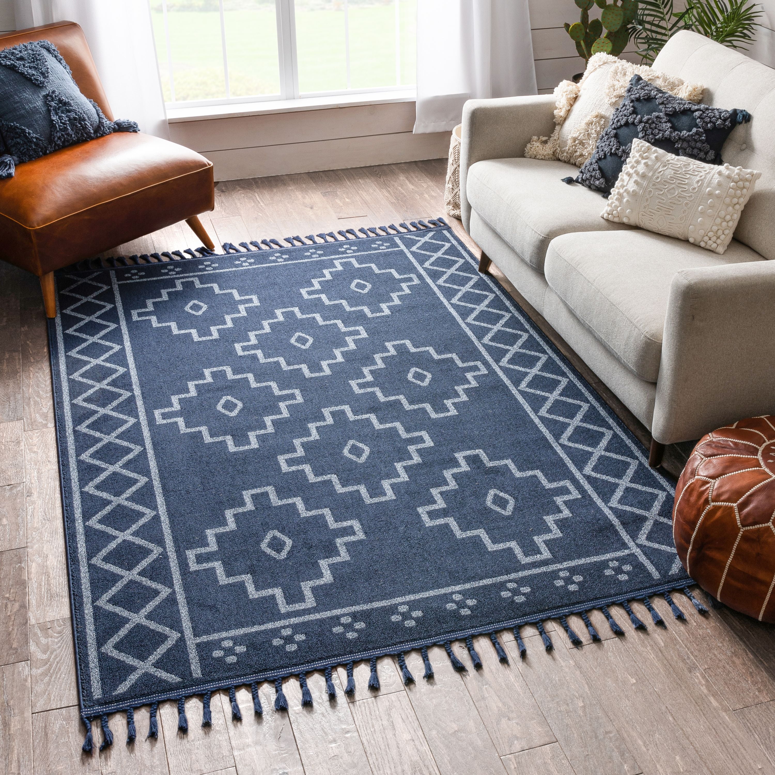 Well Woven MENA Dark Blue Southwestern Medallion Area Rug - Walmart.com