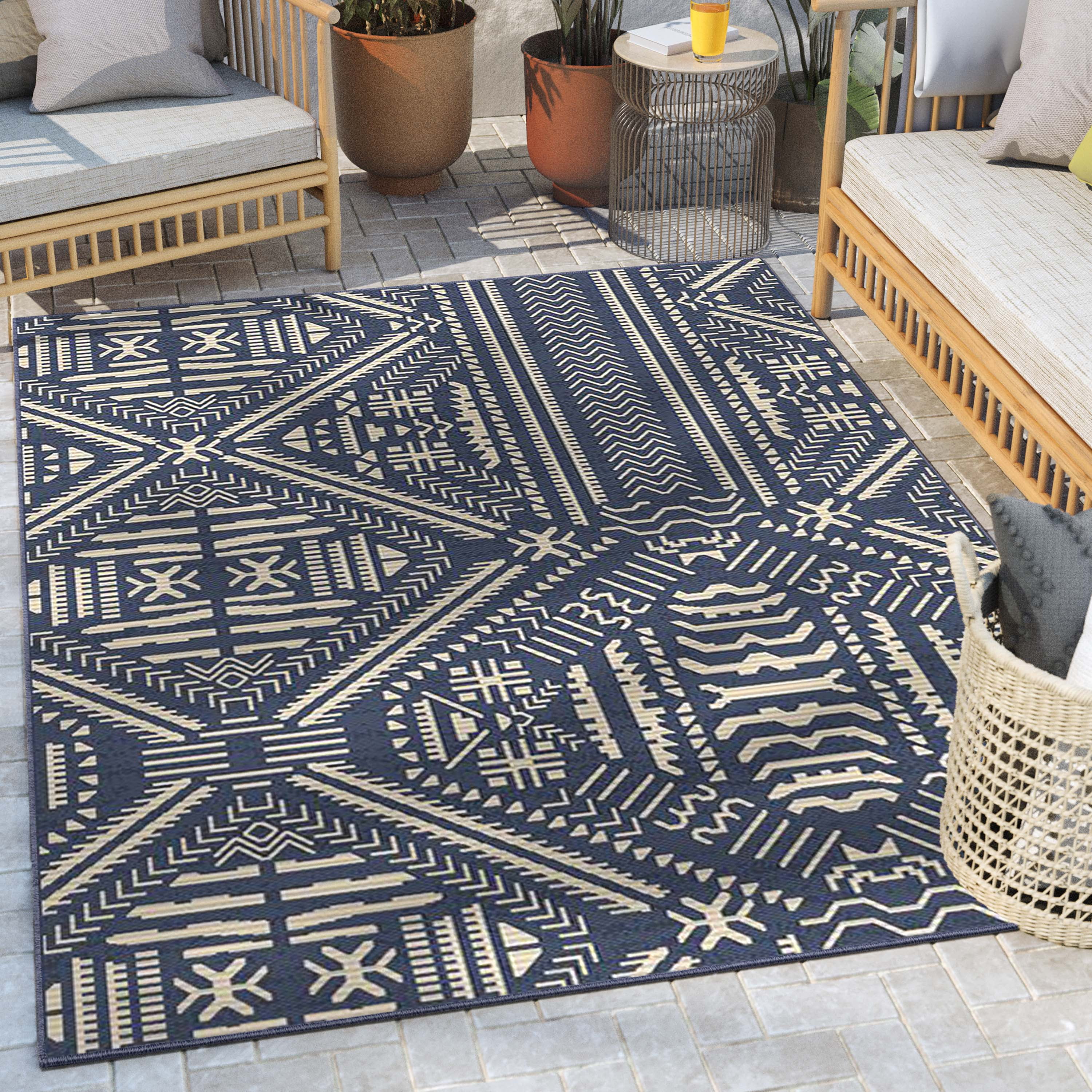 Free Shipping! Well Woven Medusa Khalo Navy 5'3 x 7'3 Indoor Outdoor ...
