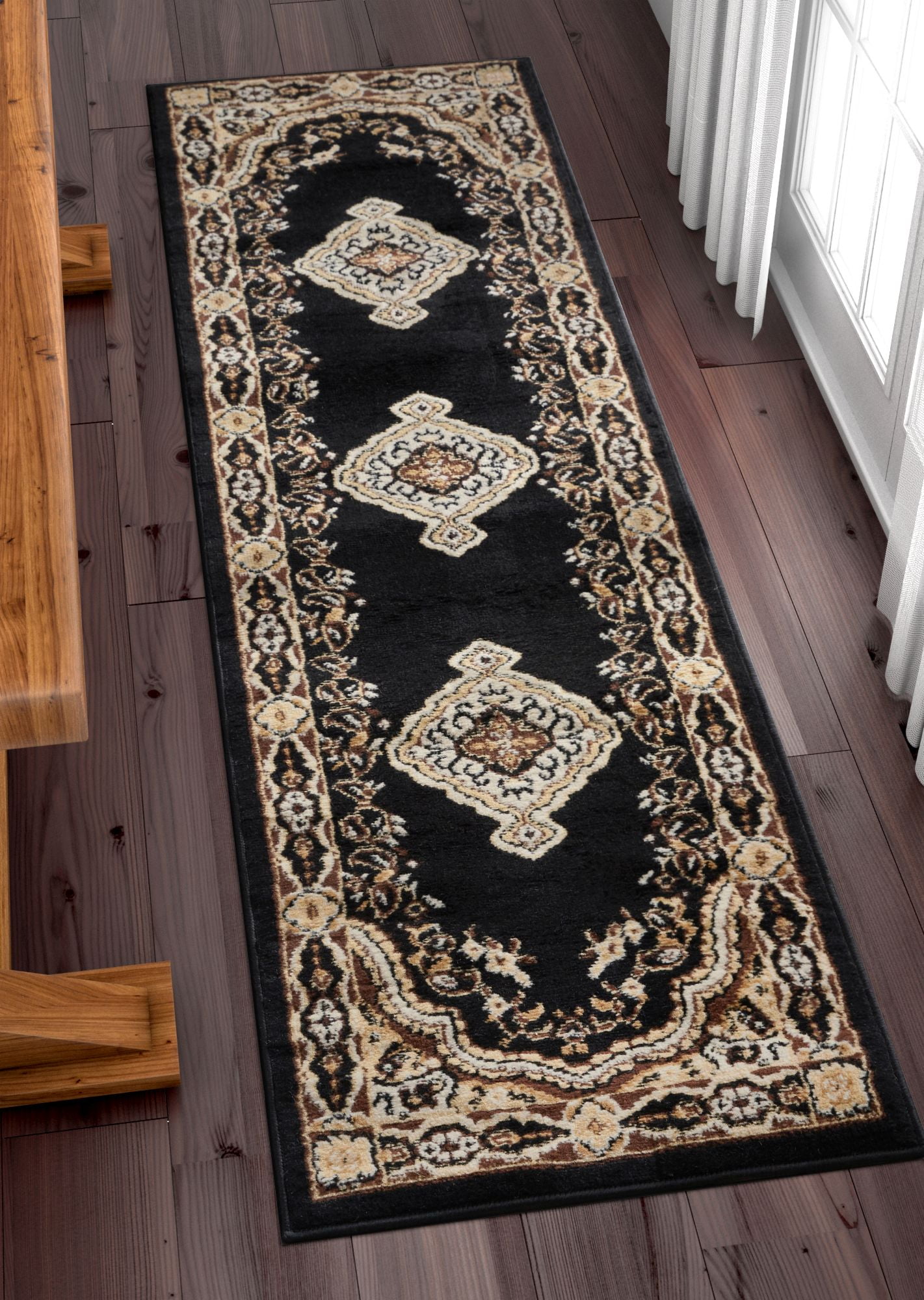 Well Woven Miami Tehran Traditional Black Runner Rug - Walmart.com