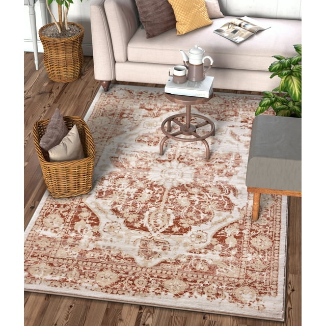 Well Woven Millie Copper Rust Medallion Area Rug 5x7 (5'3" x 7'3 ...