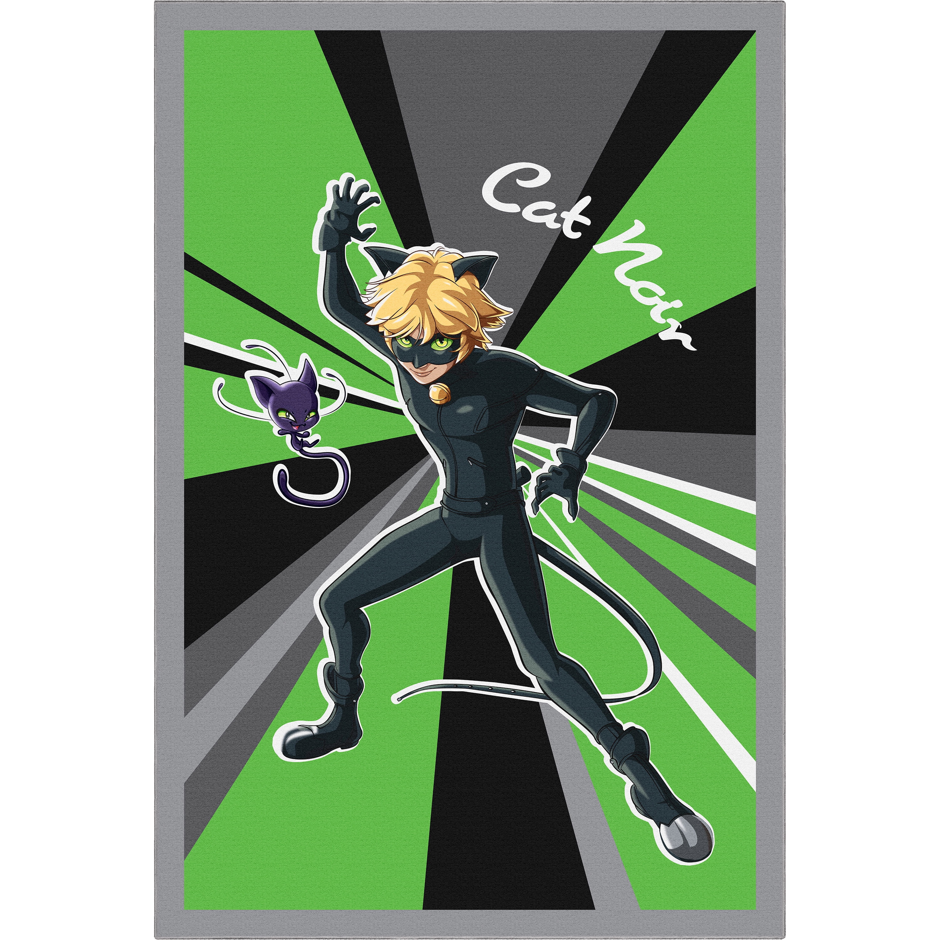 Well Woven Miraculous Ladybug Cat Noir Green 6' x 9' Area Rug - Walmart.com
