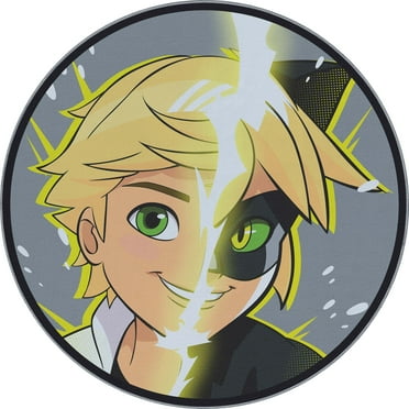 Well Woven Miraculous Ladybug Double Face Cat Noir Gray 5'3" Round Rug ...