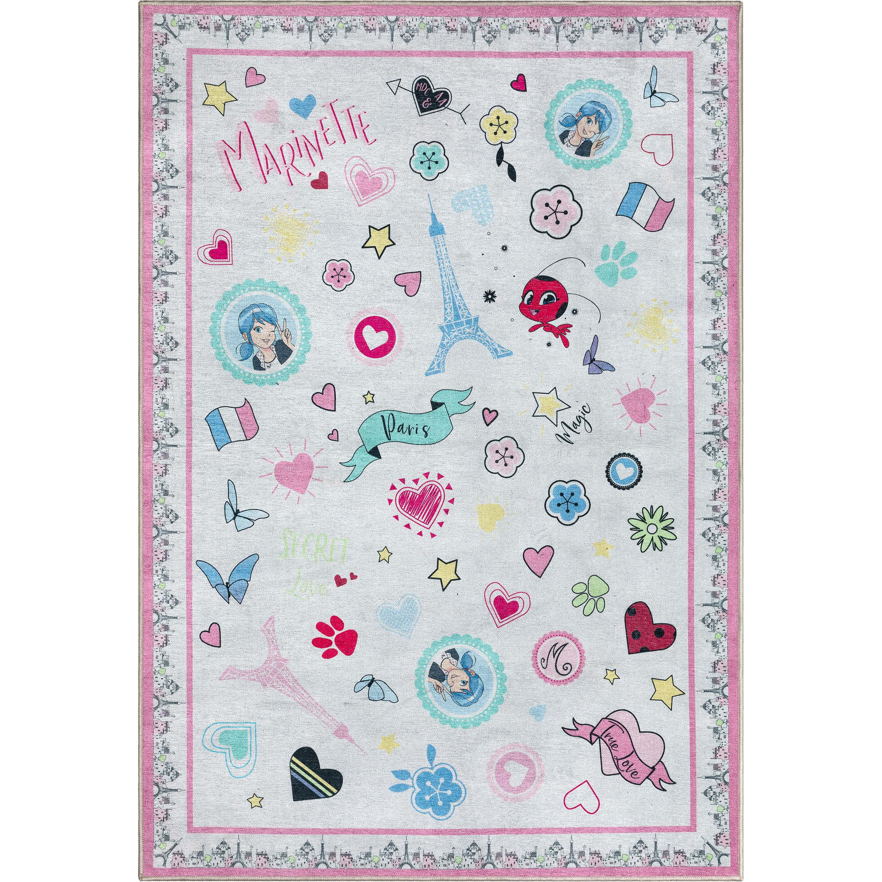 Well Woven Miraculous Ladybug Paris Border Ivory Multi 5' x 7' Area Rug ...