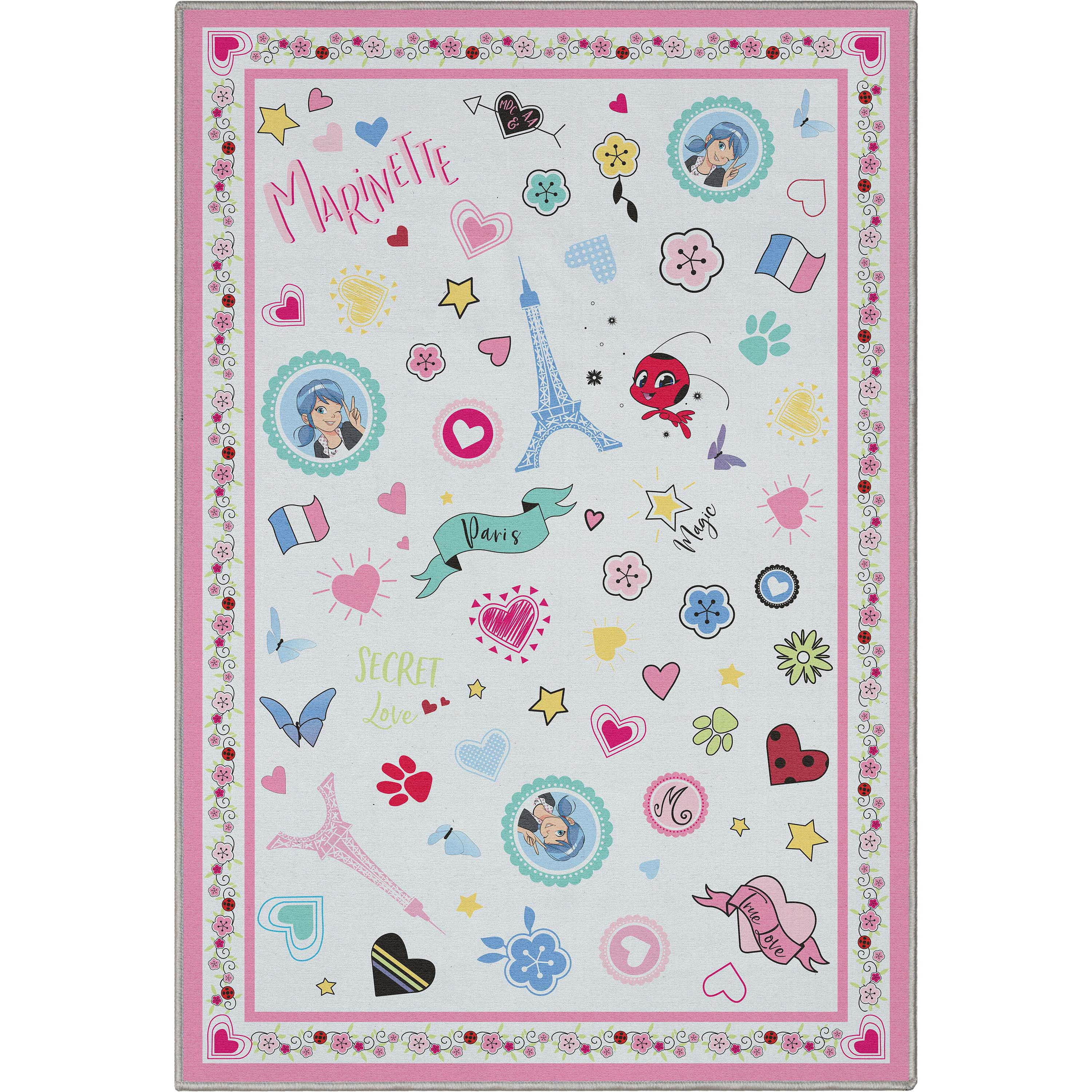 Well Woven Miraculous Ladybug Rose Border Multi 3'3" x 5' Area Rug ...