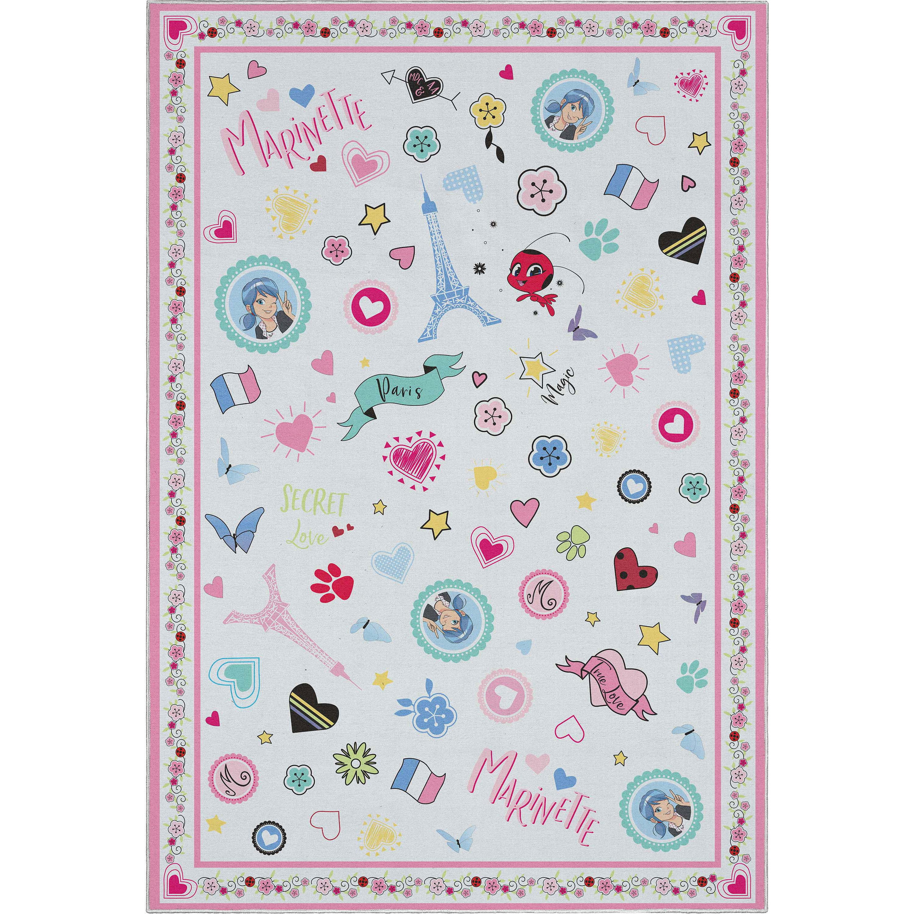 Well Woven Miraculous Ladybug Rose Border Multi 6' x 9' Area Rug ...