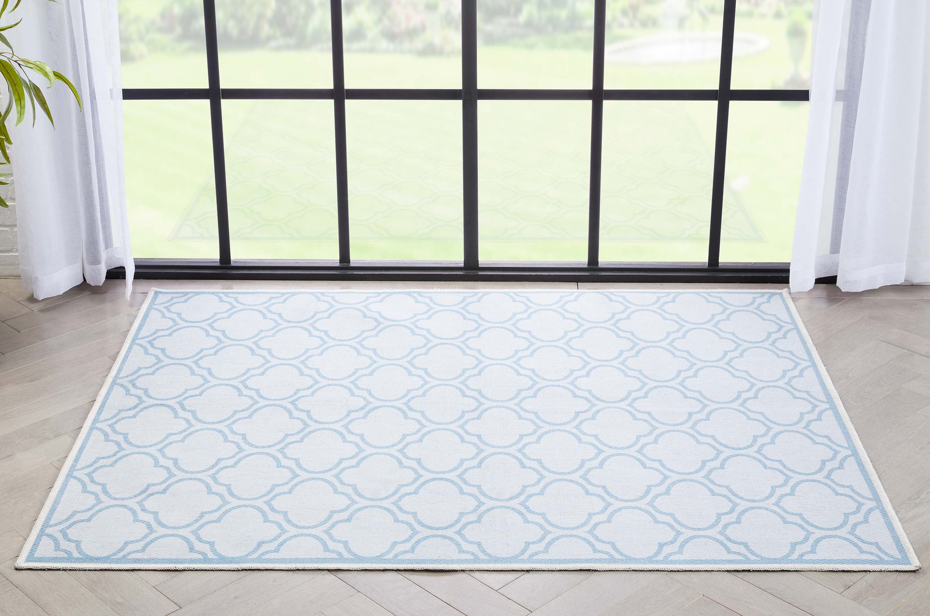 Well Woven Moroccan Trellis 3'11" x 5'3" Area Rug Ivory & Light Blue ...