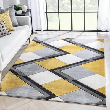 Well Woven Belli Gold Modern Geometric Dots & Boxes Pattern Area Rug ...
