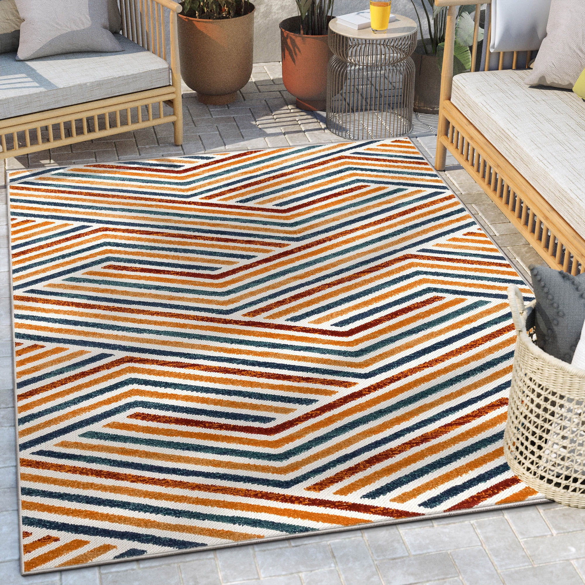 Well Woven Neema 3'11" x 5'3" Indoor/Outdoor High-Low Stripes ...