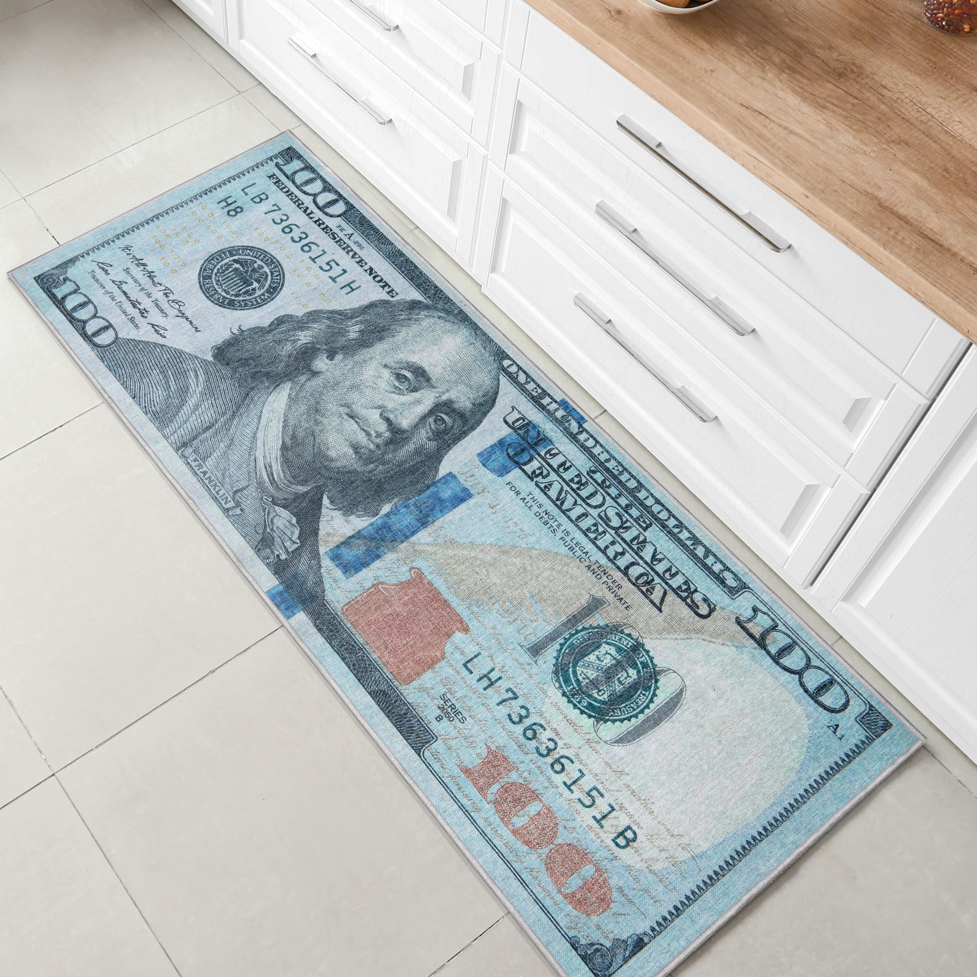 Well Woven New Hundred Dollar Bill Money Rug Runner 3' x 7'3" - Walmart.com
