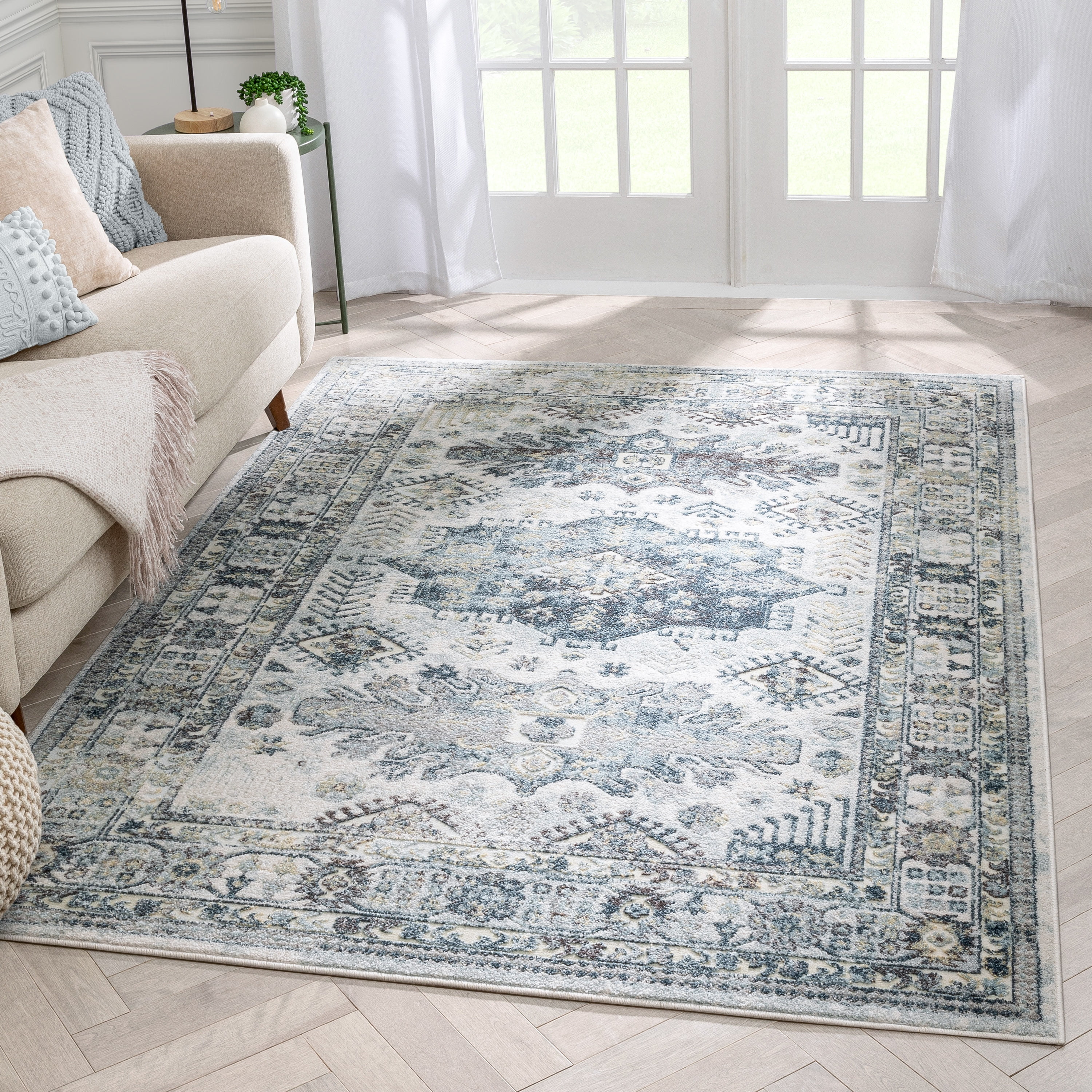 Well Woven Novalie Blue Patchwork Bohemian Medallion Pattern Area Rug ...