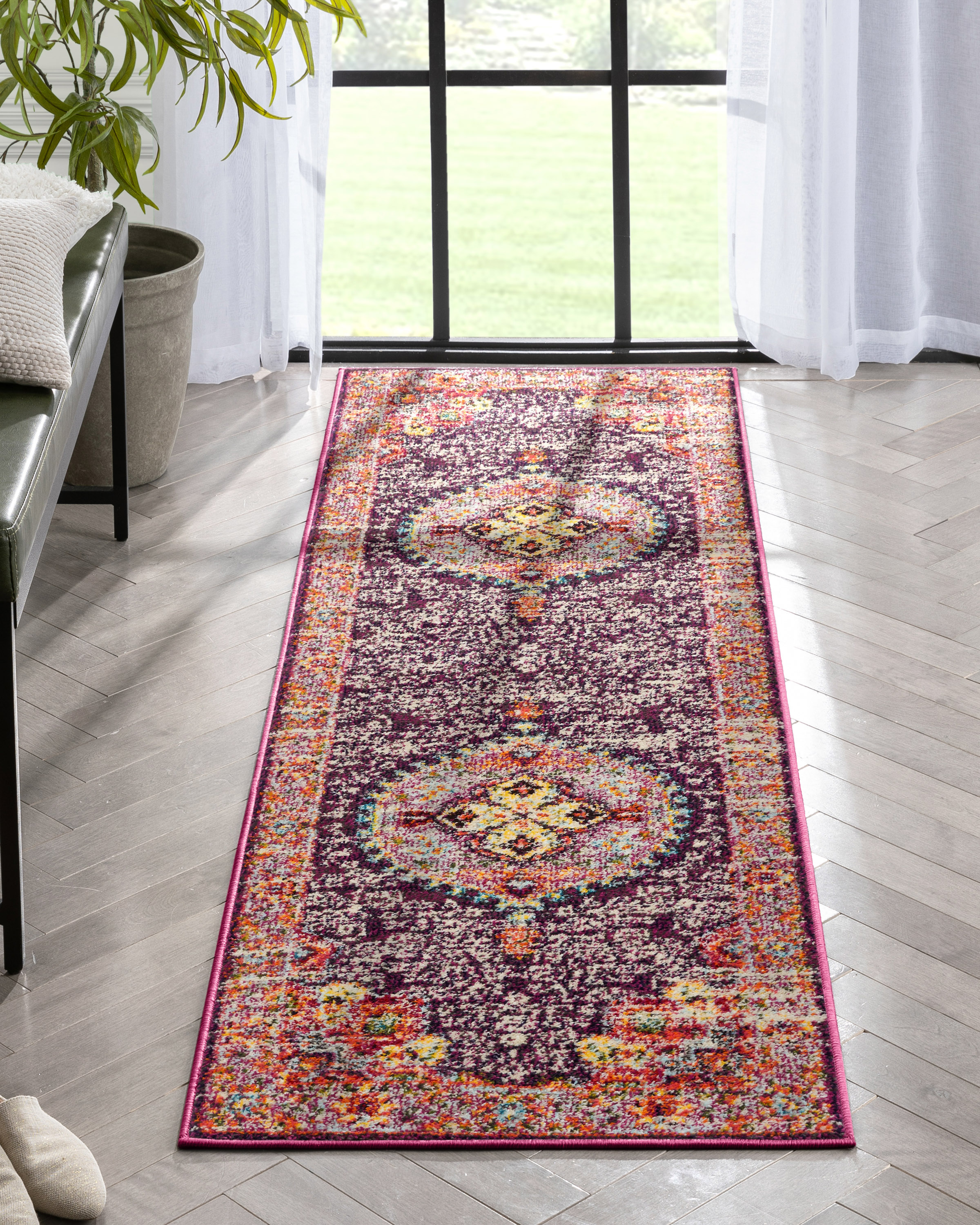 Well Woven Payson Purple Runner Rug 2'3" x 7'3" Persian Medallion ...