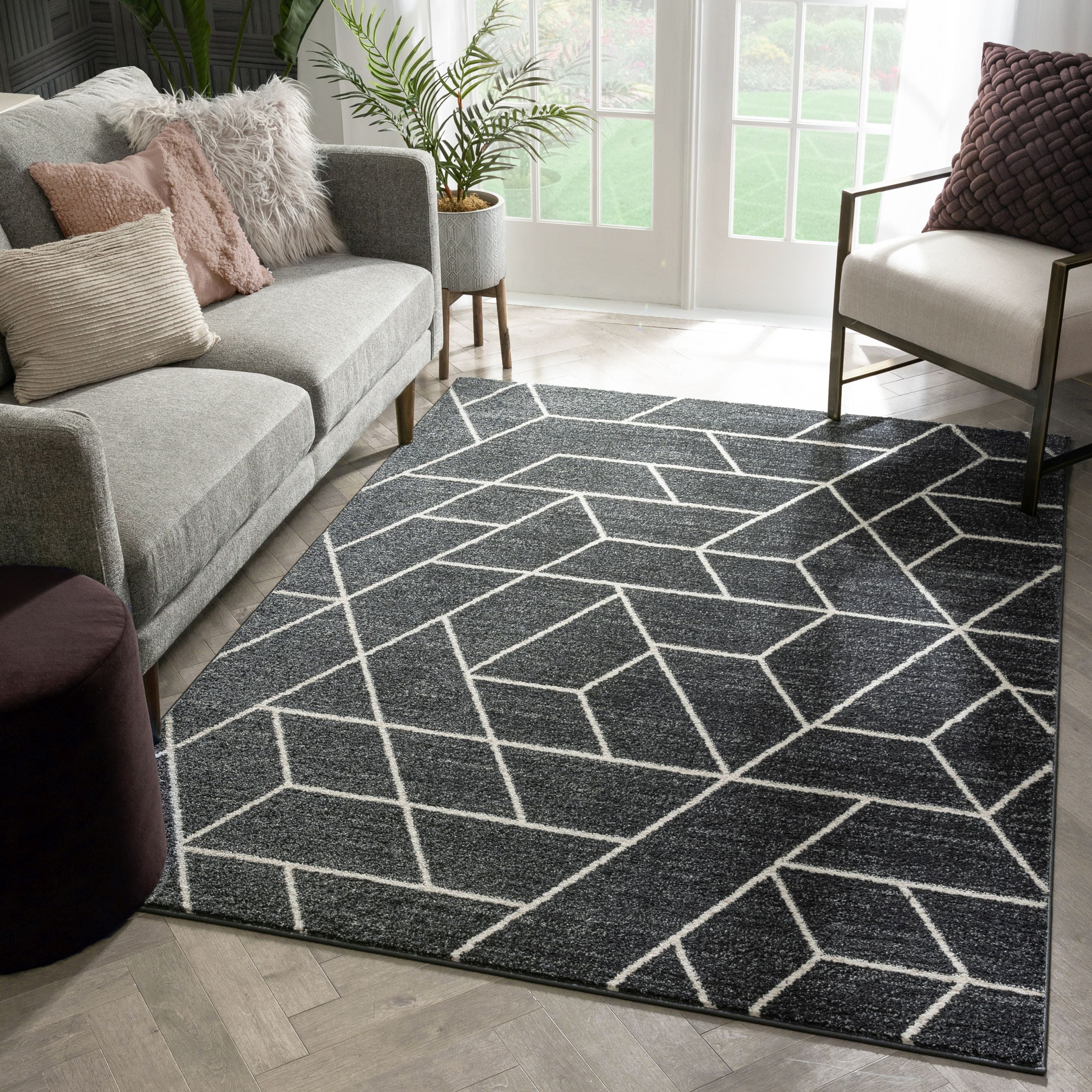 Well Woven Plaza Geometric Grey Modern Lines Angles Tiles Shapes Area ...