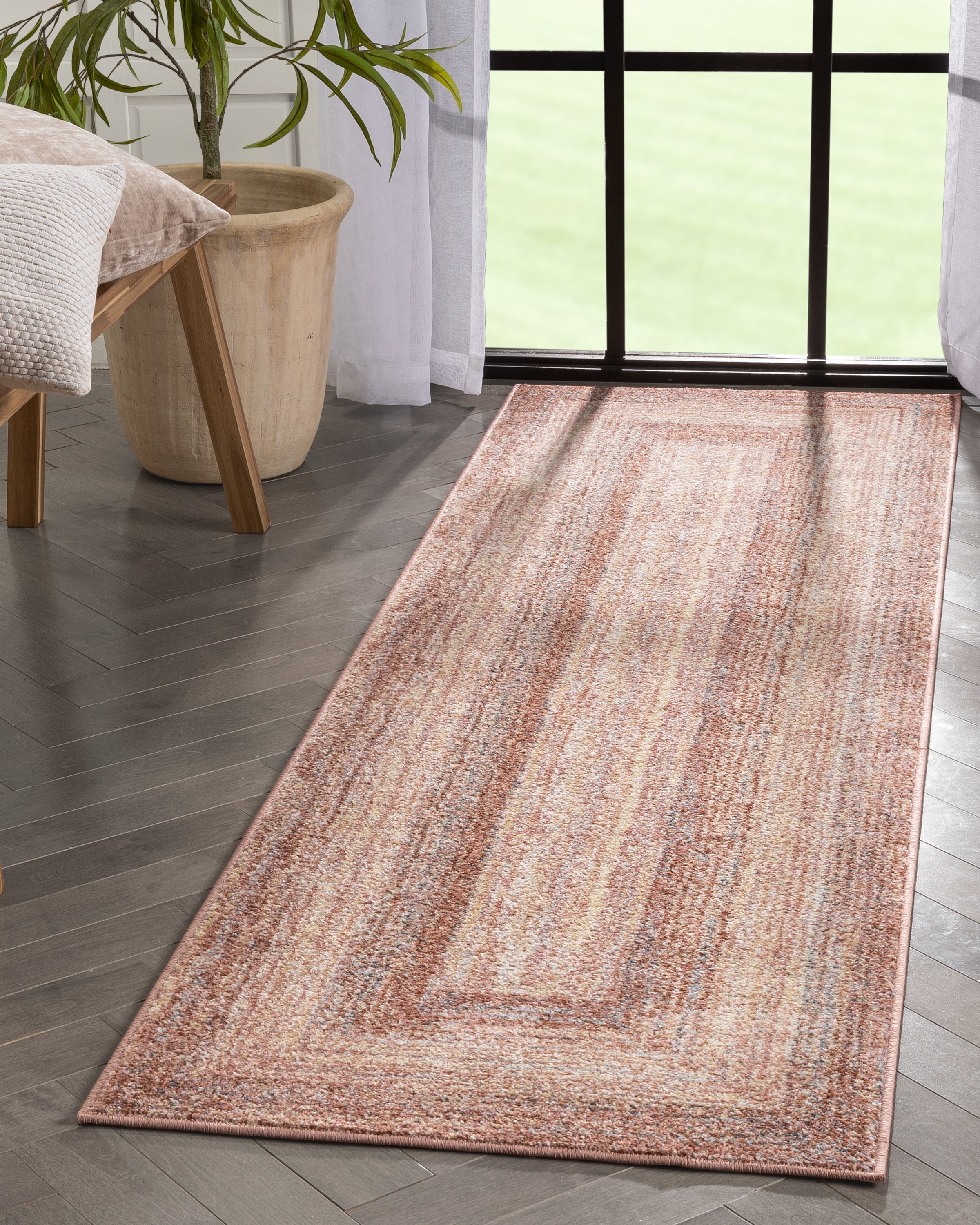 Well Woven Raggi Vintage Blush Pink Chindi Braided Pattern Runner Rug ...