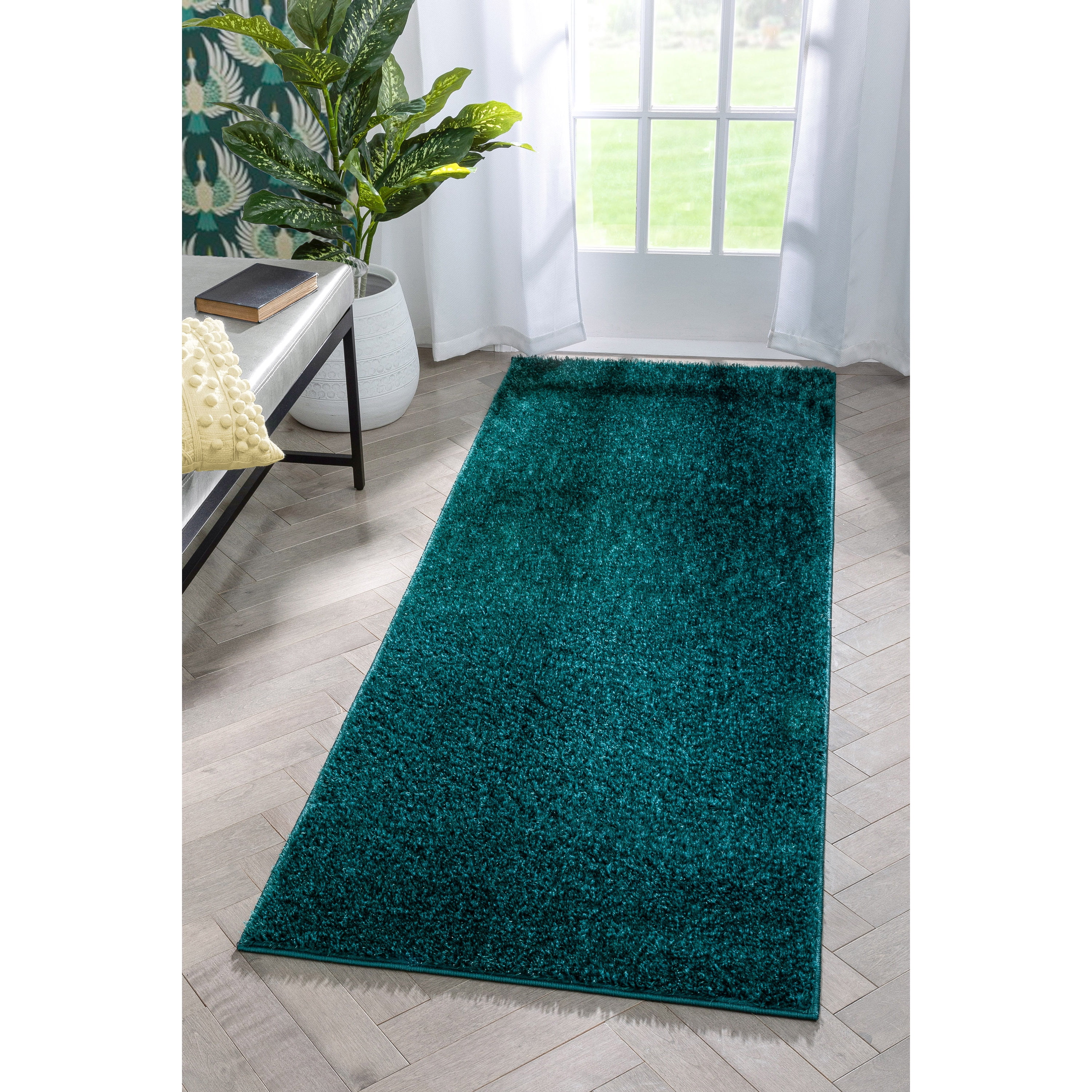 Well Woven Rainbow Chroma Glam Teal Shag Runner Rug - 27 x 73 - Walmart.com