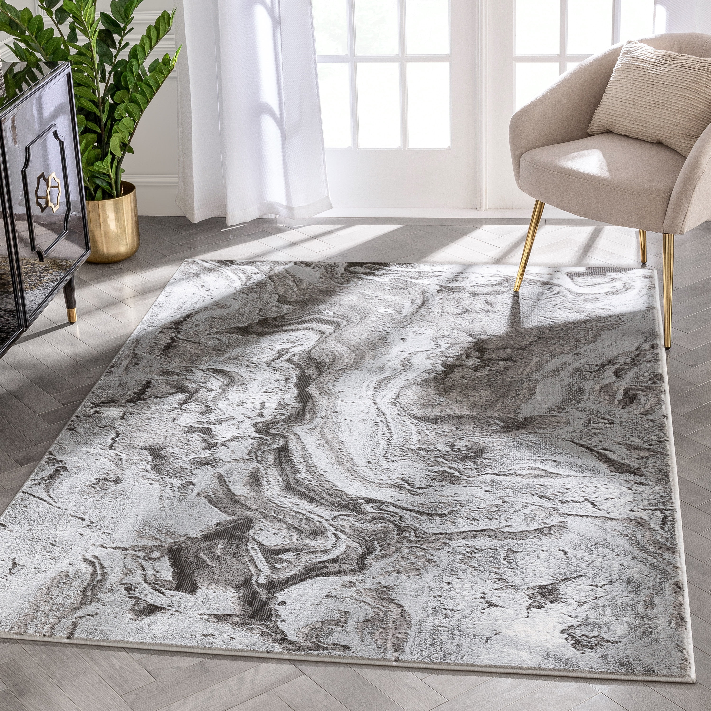 Well Woven Raphet Grey Abstract Swirl Pattern Rug 8x10 (7'10" x 9'10 ...