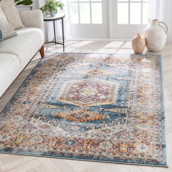 Well Woven Rodeo Roswell Blue Bohemian Eclectic Aztec Persian 7'10" x 9 ...